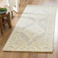 SAFAVIEH Micro-Loop Braylon Floral Runner Rug, Ivory/Navy, 2'3" x 7 ...