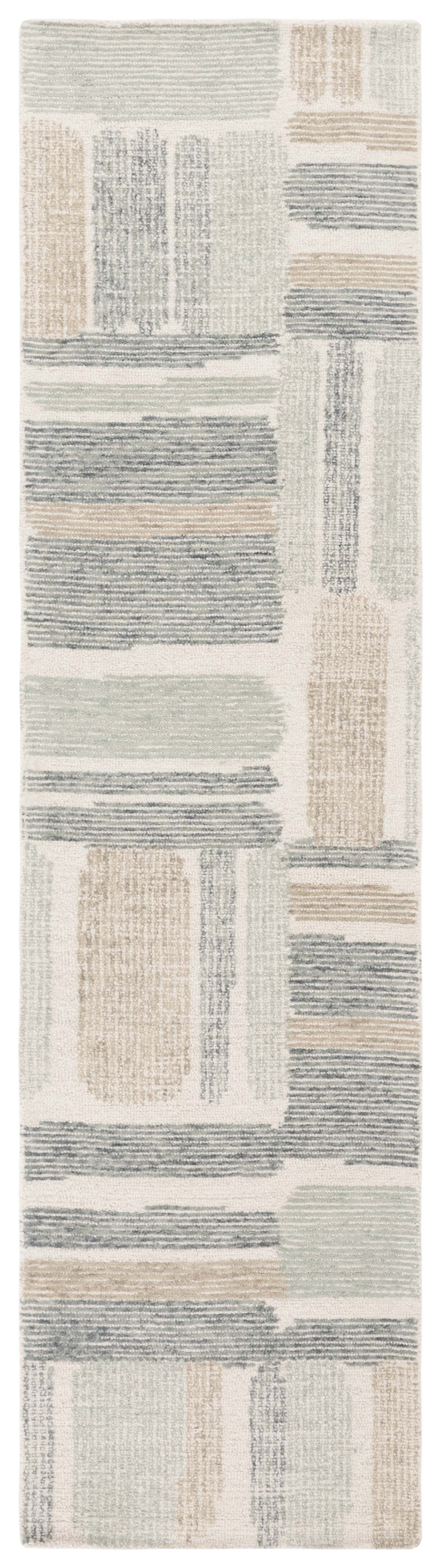 SAFAVIEH Micro-Loop Bedelia Geometric Striped Runner Rug, Ivory/Grey, 2 ...