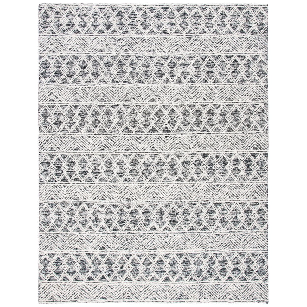 SAFAVIEH Micro-Loop Brayden Geometric Area Rug, Ivory/Black, 8' x 10 ...
