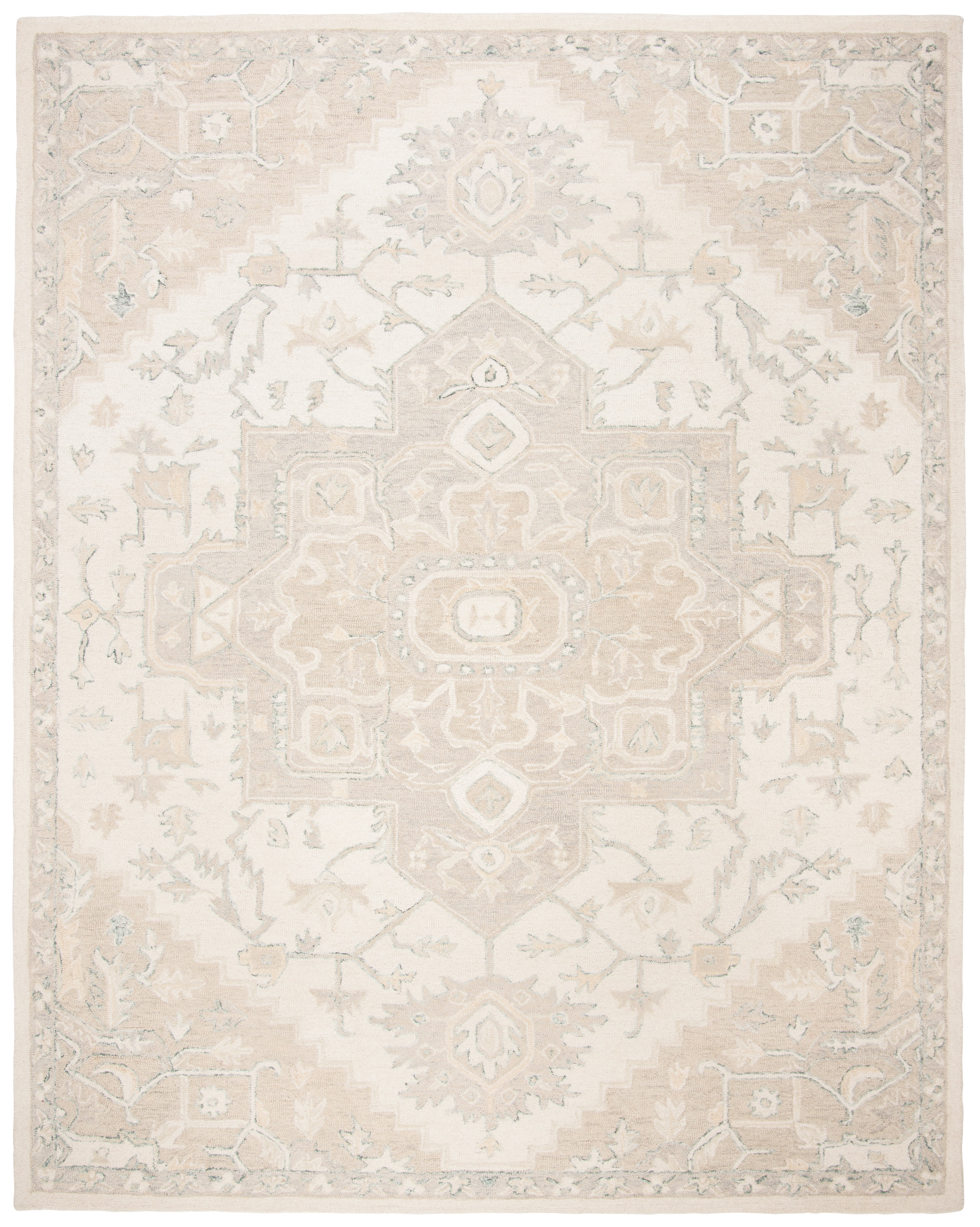 SAFAVIEH Micro-Loop Braylon Floral Area Rug, Ivory/Beige, 8' x 10 ...