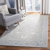 SAFAVIEH Micro-Loop Britton Floral Bordered Wool Area Rug, Light Grey ...
