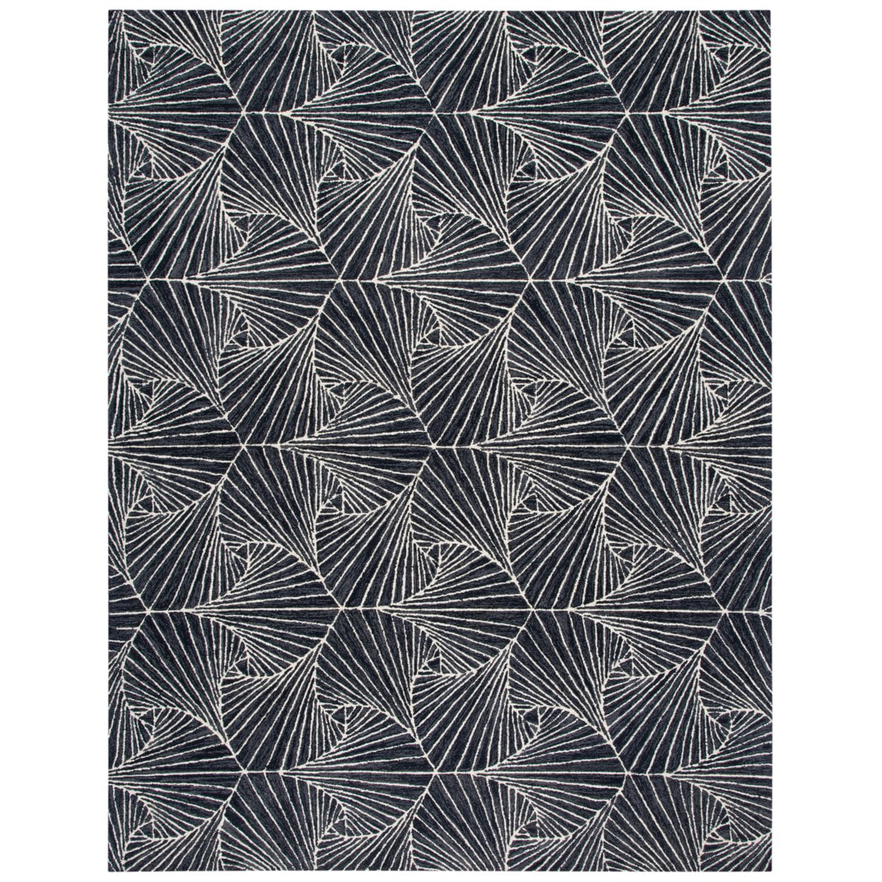 SAFAVIEH Micro-Loop Carver Geometric Area Rug, Charcoal/Ivory, 4' x 6 ...