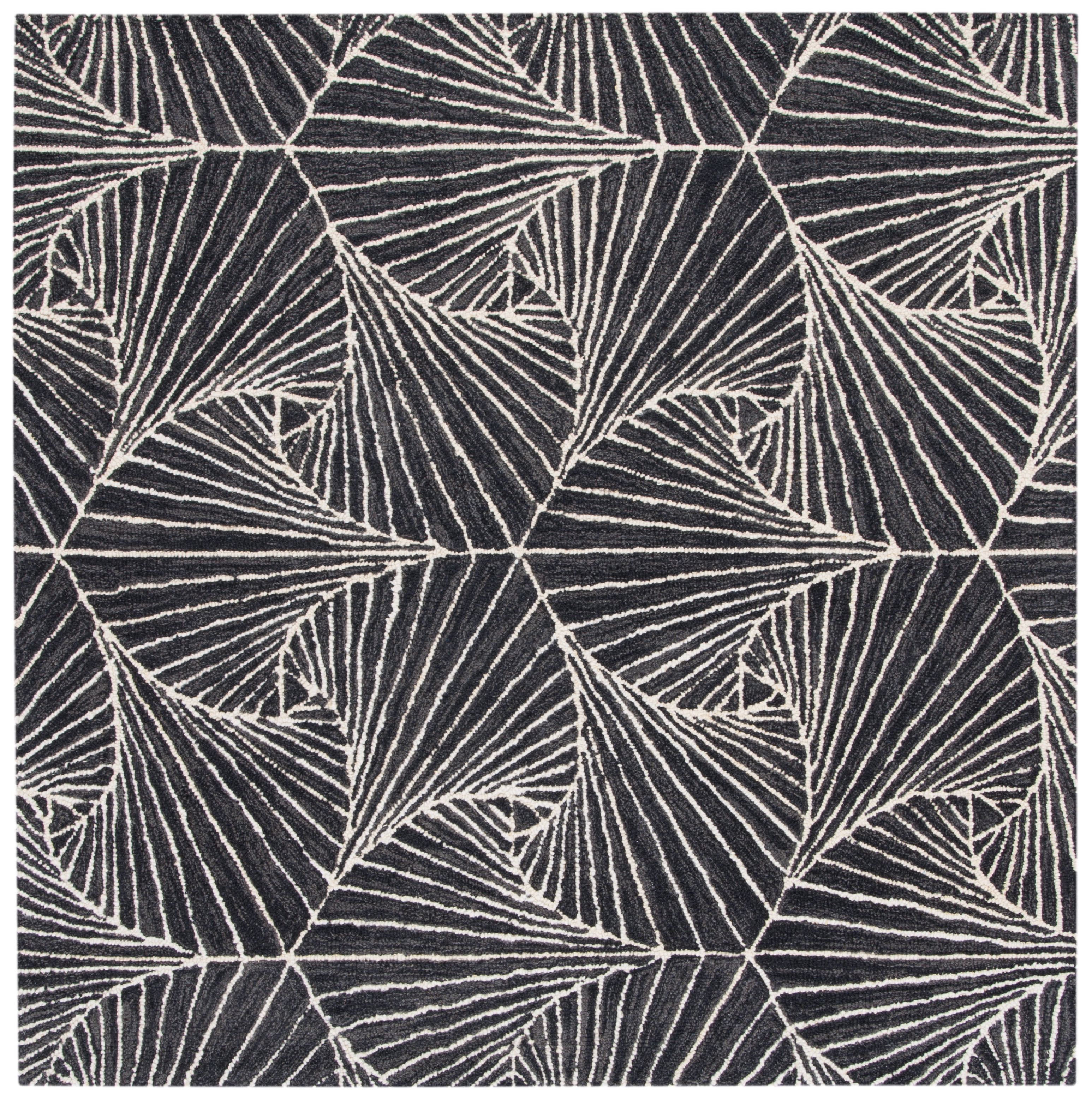 SAFAVIEH Micro-Loop Carver Geometric Area Rug, Charcoal/Ivory, 5' x 5 ...