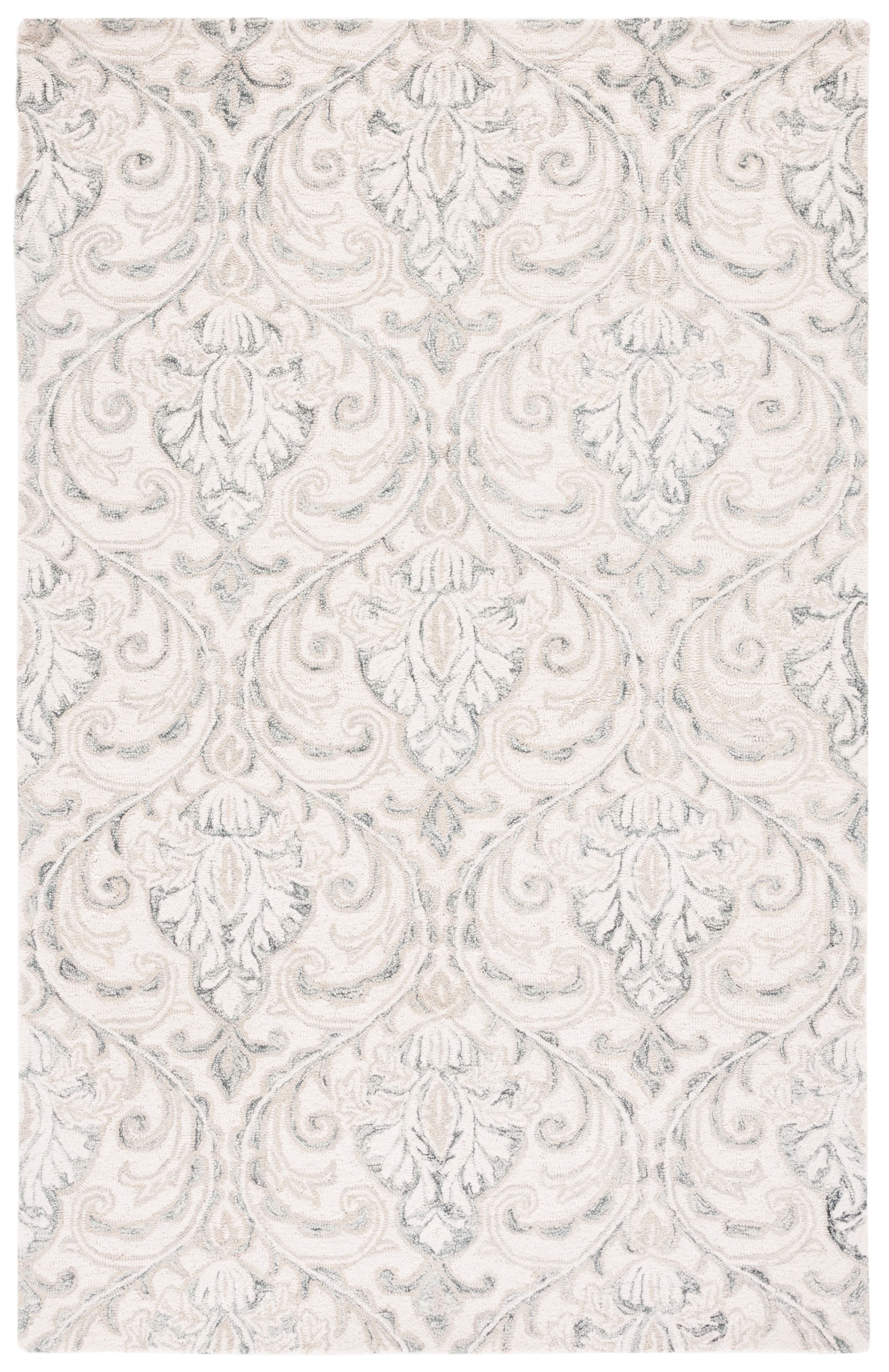 SAFAVIEH Micro-Loop Cornelius Floral Area Rug, Ivory/Grey, 6' x 9 ...