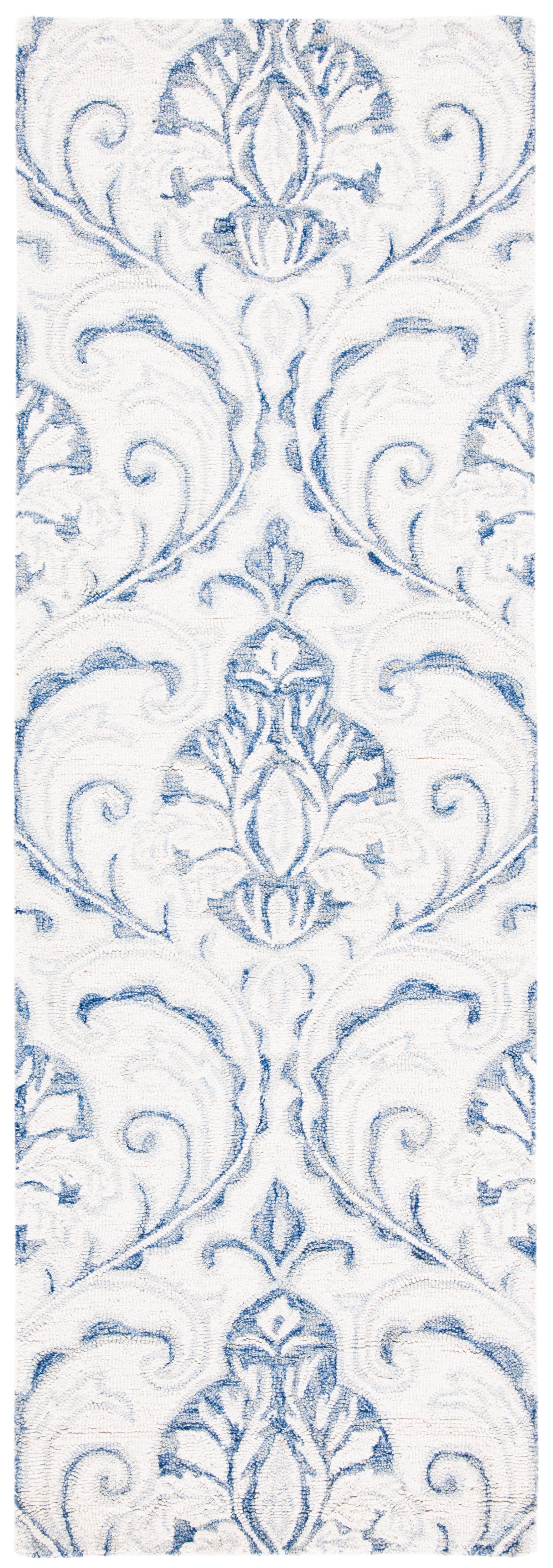 SAFAVIEH Micro-Loop Cornelius Floral Runner Rug, Ivory/Blue, 2'3" x 11 ...