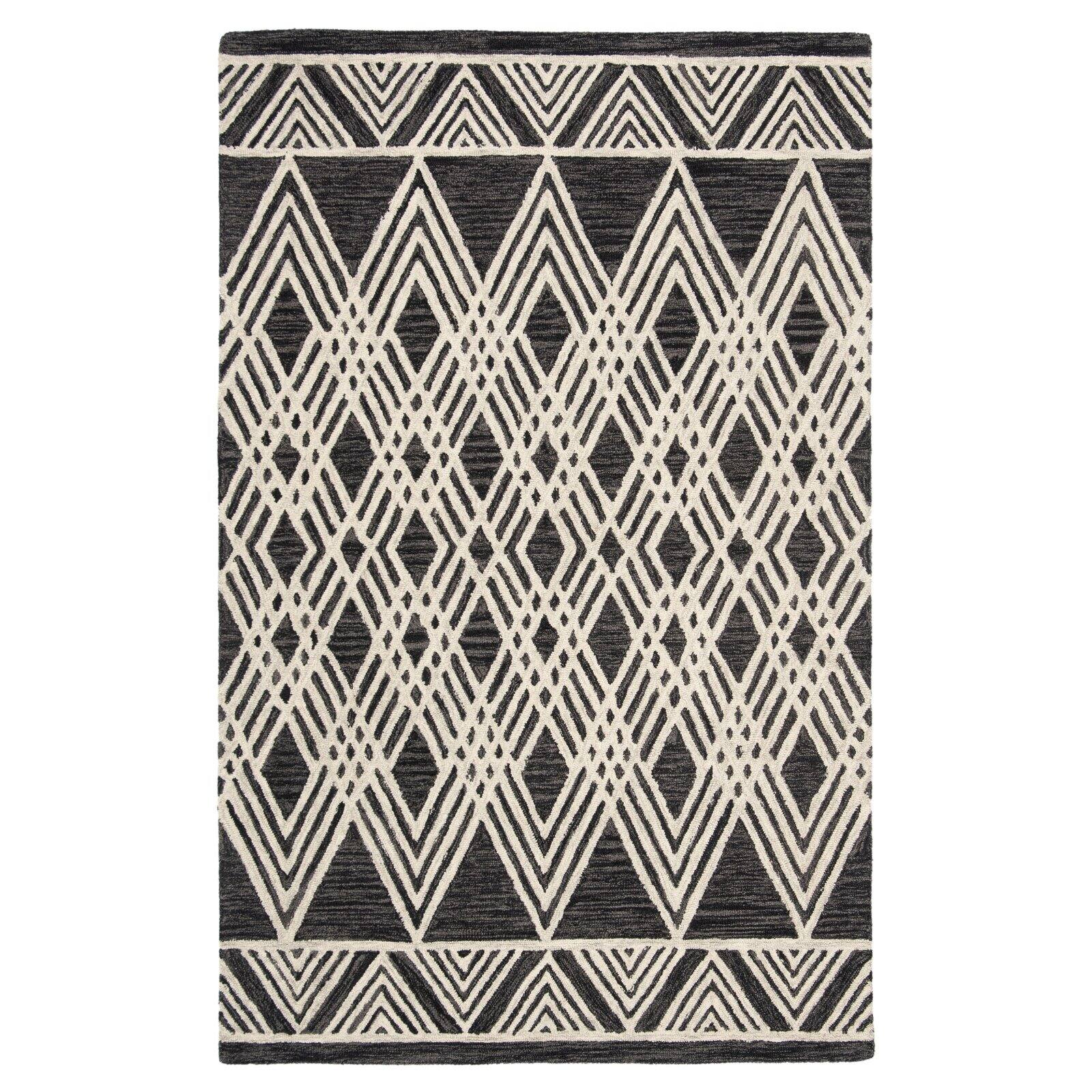 SAFAVIEH Micro-Loop Crispin Geometric Chevron Wool Area Rug, Charcoal ...