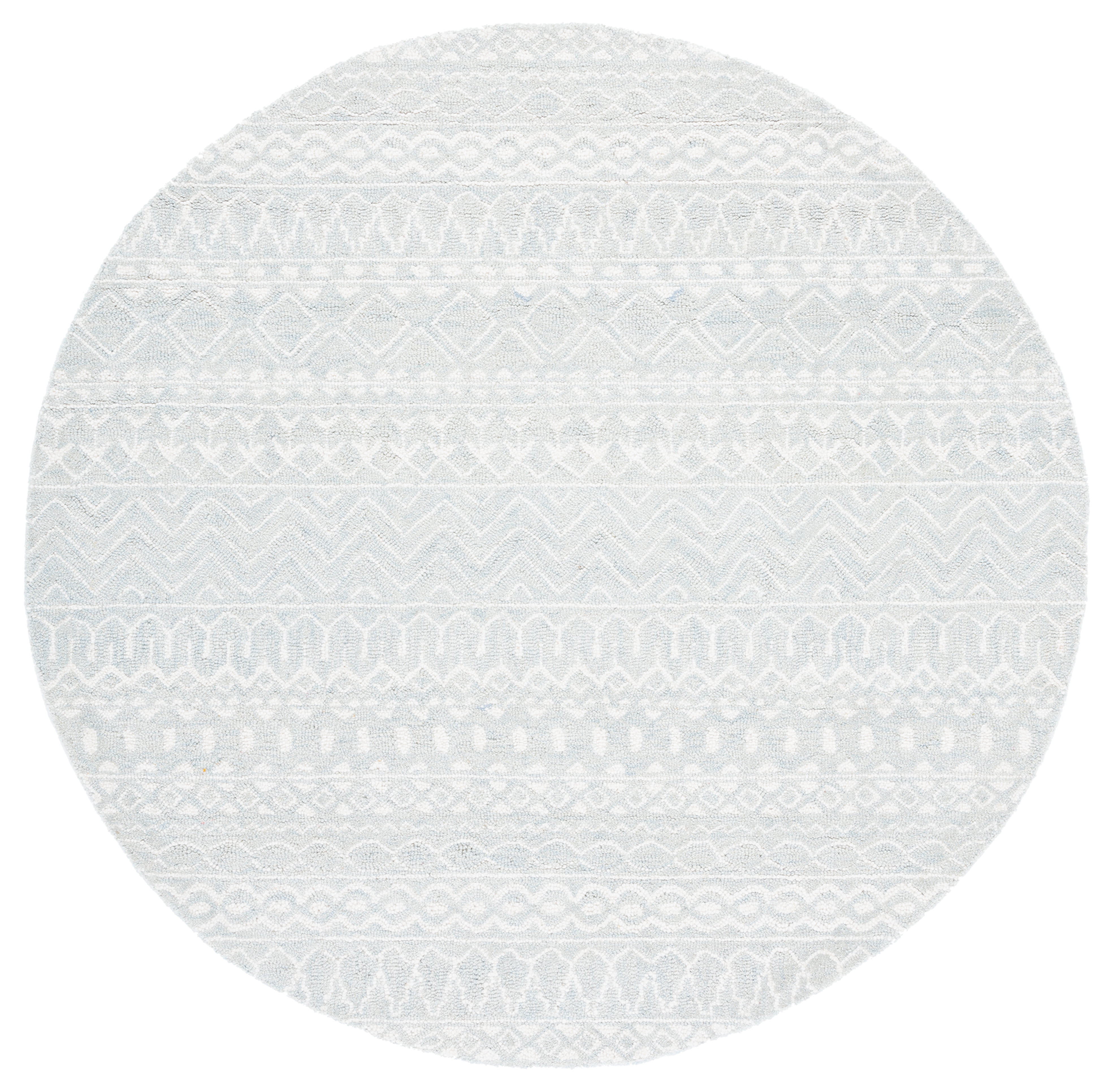 SAFAVIEH Micro-Loop Daithi Geometric Area Rug, Aqua/Ivory, 7' x 7 ...