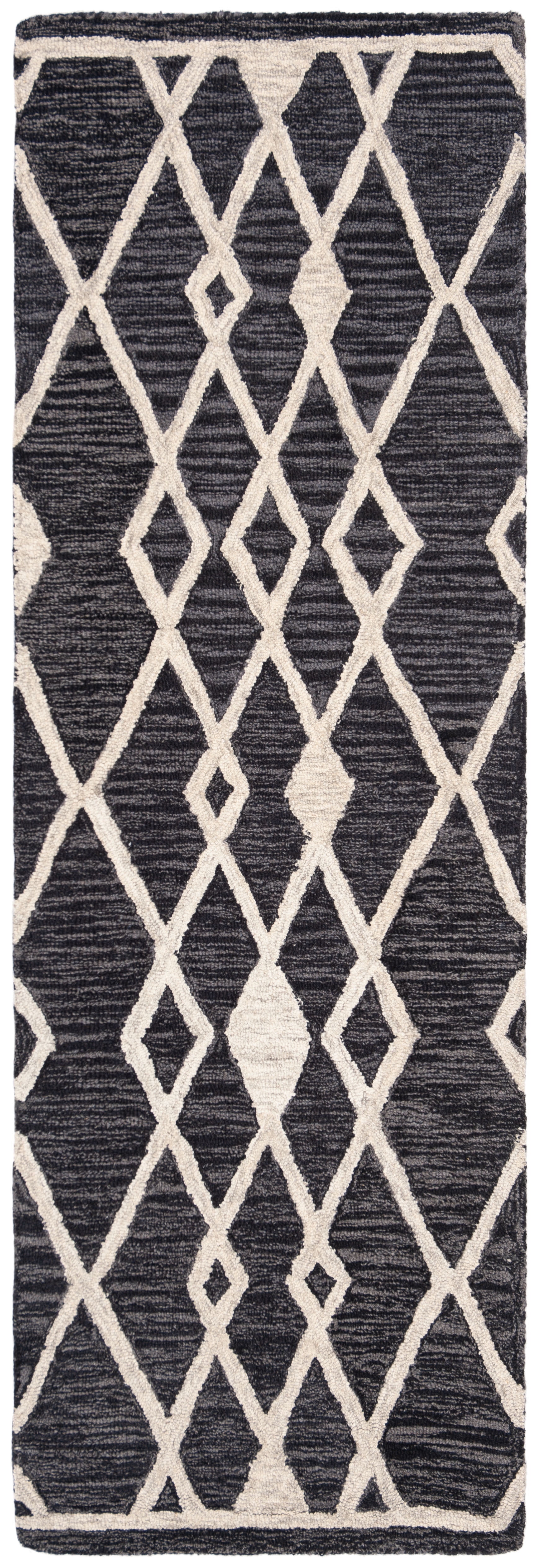 SAFAVIEH Micro-Loop Donella Geometric Wool Area Rug, Charcoal/Ivory, 2 ...
