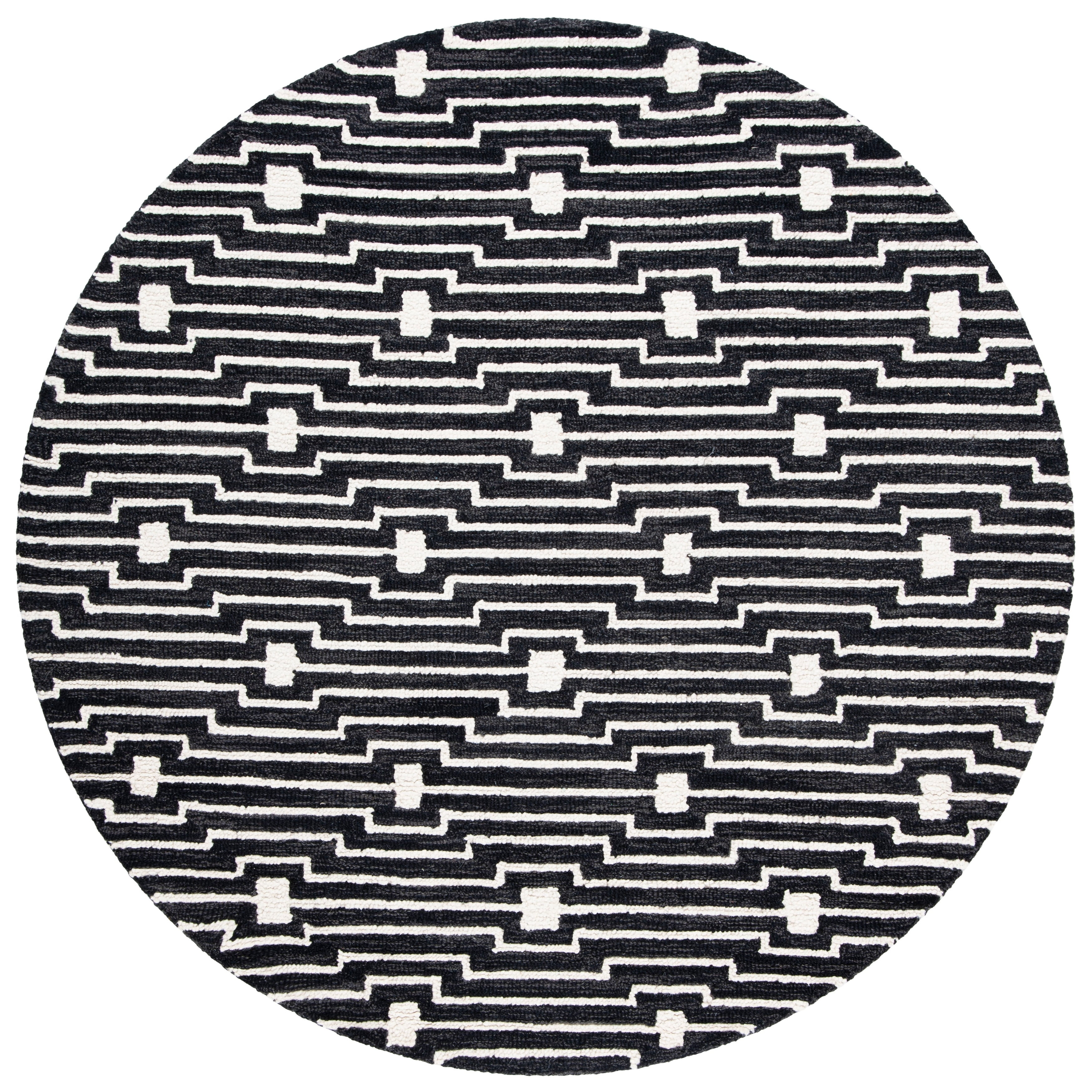 SAFAVIEH Micro-Loop Galena Trellis Striped Area Rug, Charcoal/Ivory, 5 ...