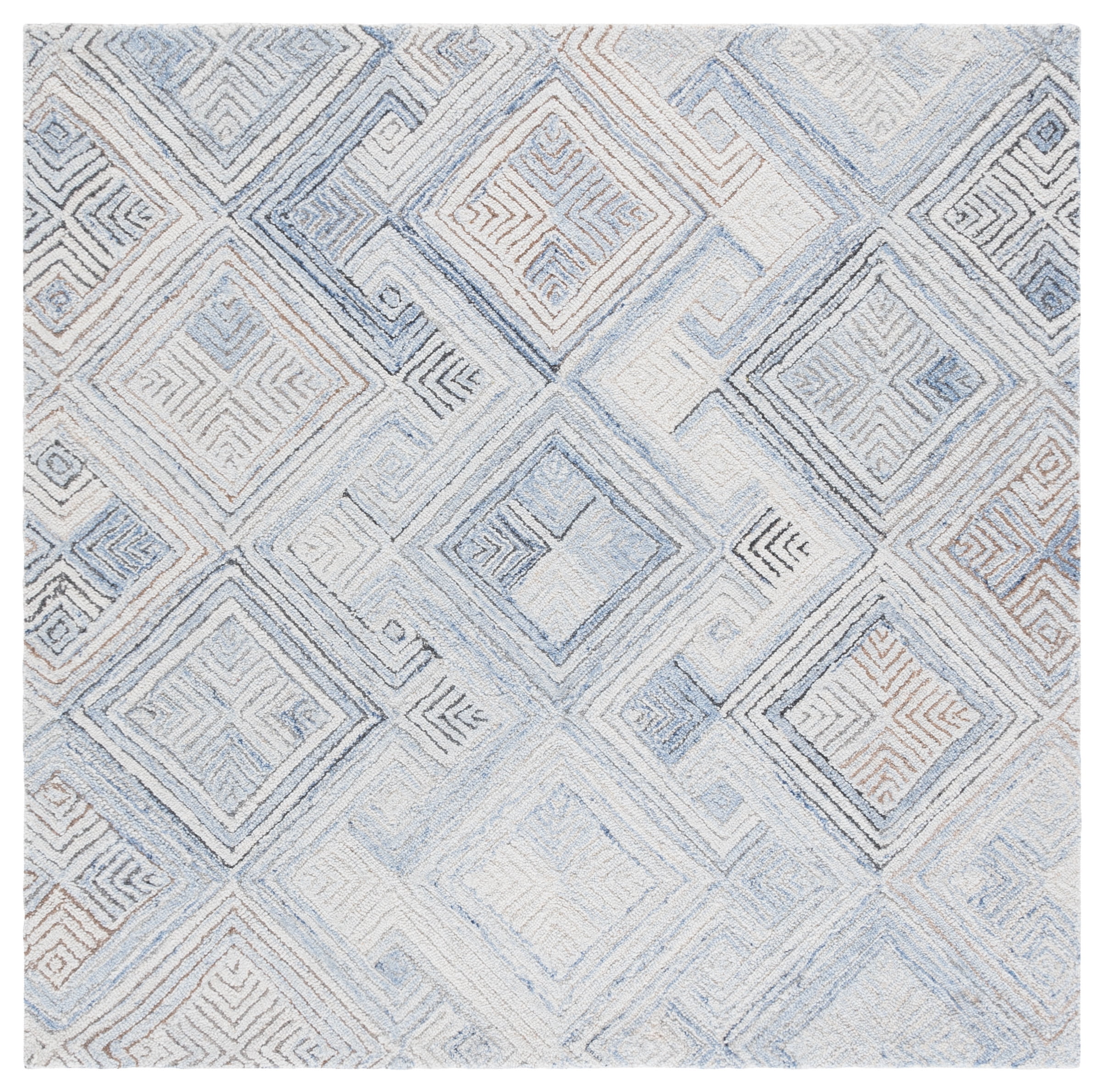 SAFAVIEH Micro-Loop Gayle Geometric Area Rug, Natural/Grey, 5' x 5 ...