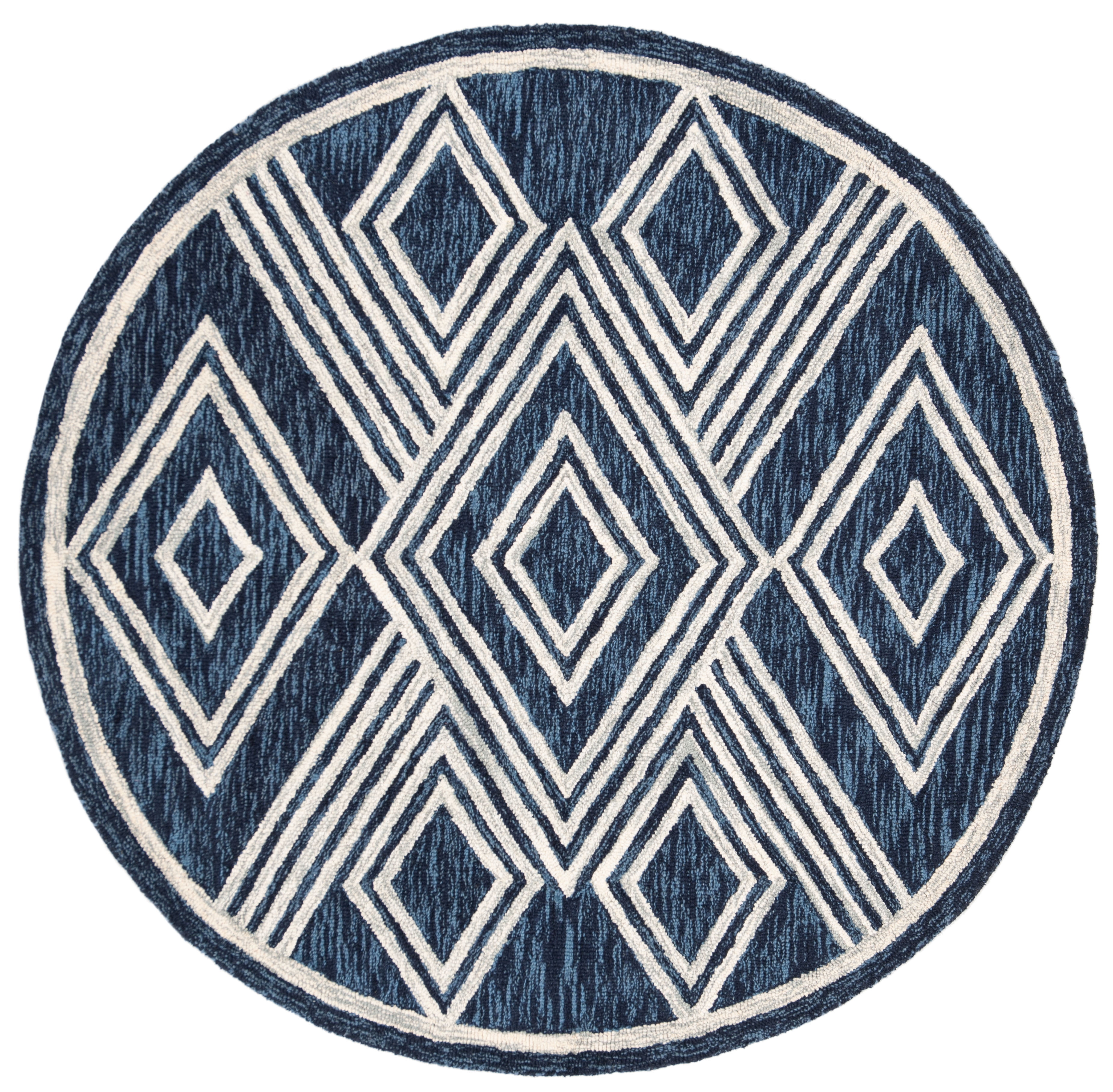 SAFAVIEH Micro-Loop Glenda Aztec Wool Area Rug, Navy/Ivory, 7' x 7 ...