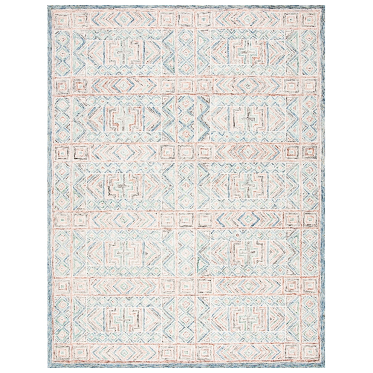 SAFAVIEH Micro-Loop Handan Southwestern Area Rug, Blue/Green, 8' x 10 ...