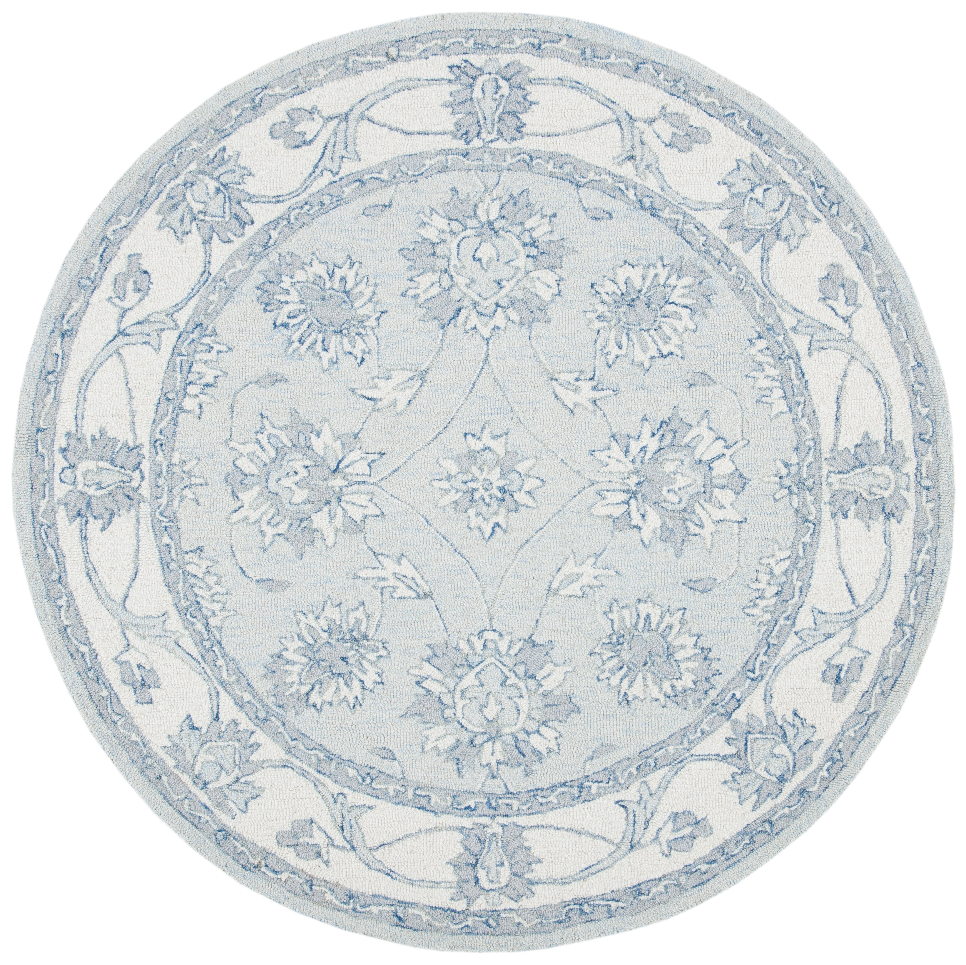 SAFAVIEH Micro-Loop Larry Oriental Area Rug, Light Blue/Ivory, 5' x 5 ...