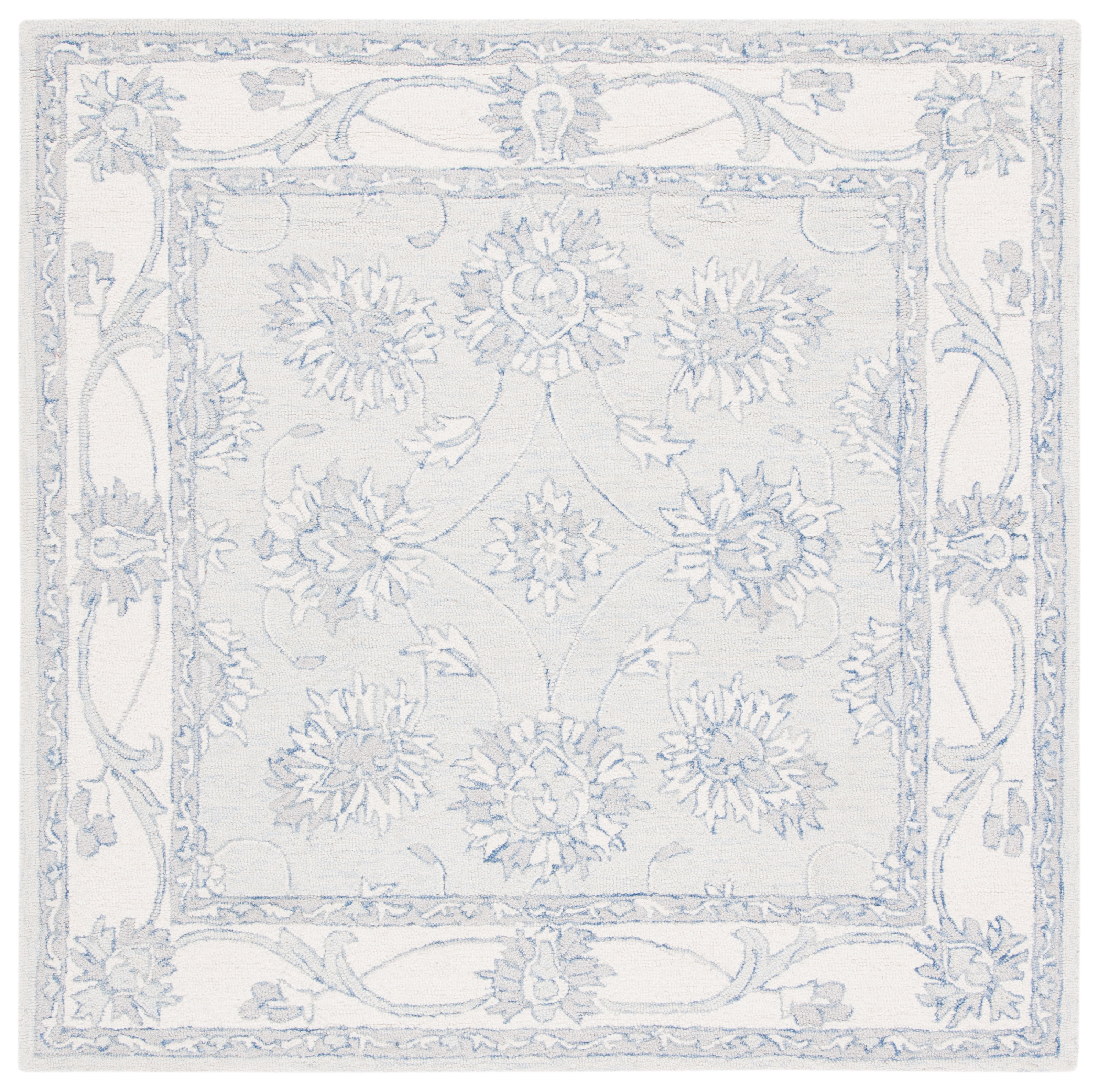 SAFAVIEH Micro-Loop Larry Oriental Area Rug, Light Blue/Ivory, 5' x 5 ...