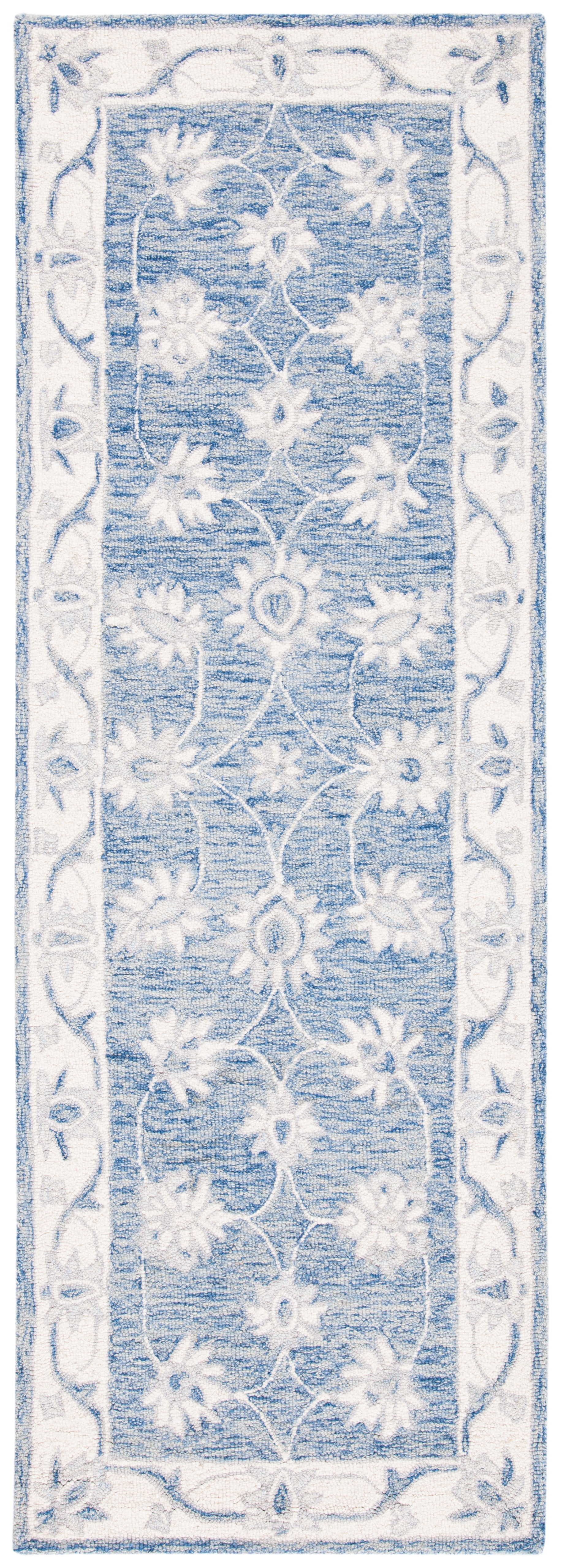 SAFAVIEH Micro-Loop Larry Oriental Runner Rug, Blue/Ivory, 2'3" x 7 ...