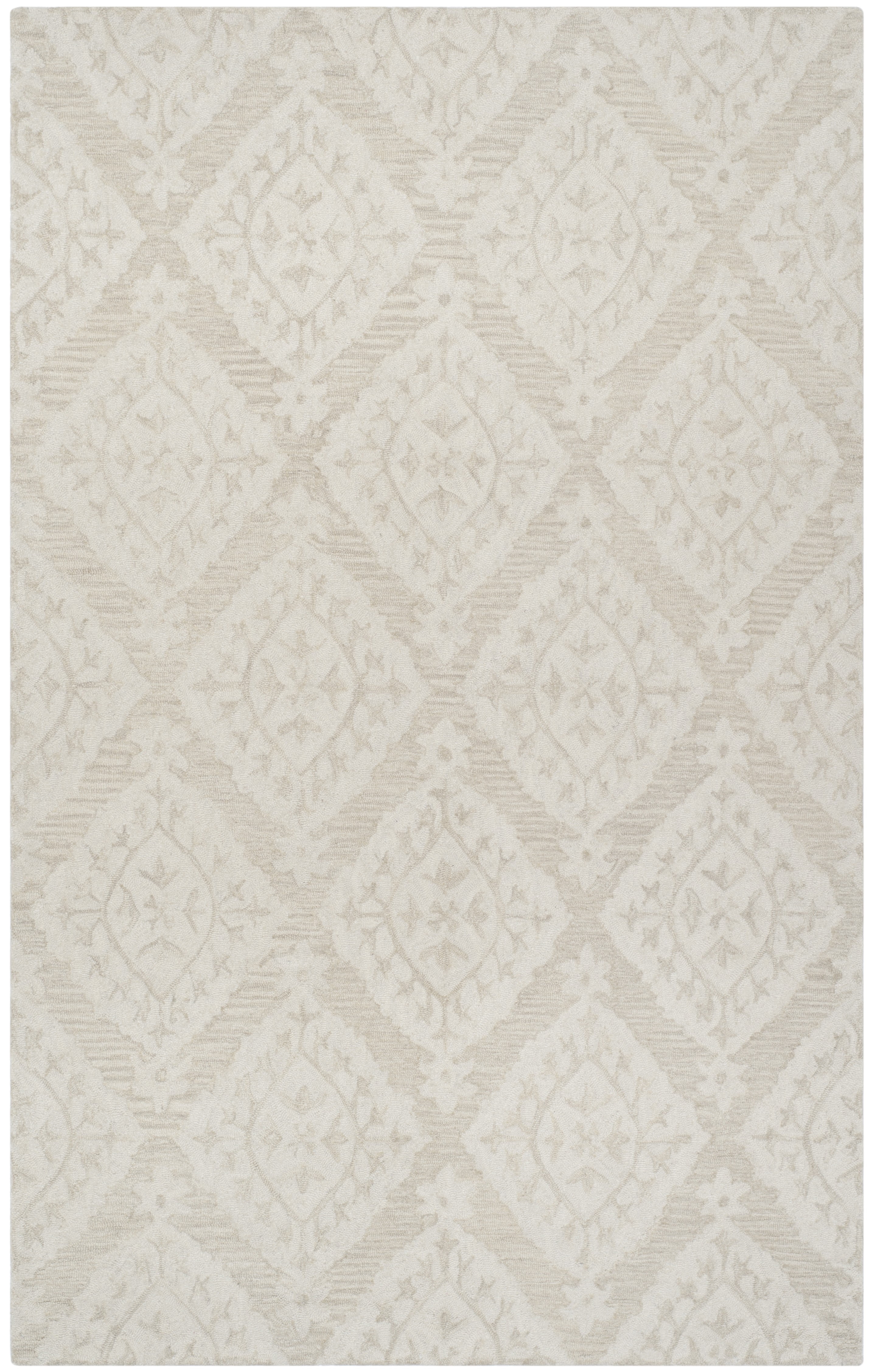 SAFAVIEH Micro-Loop Linton Damask Wool Area Rug, Beige, 9' x 12 ...