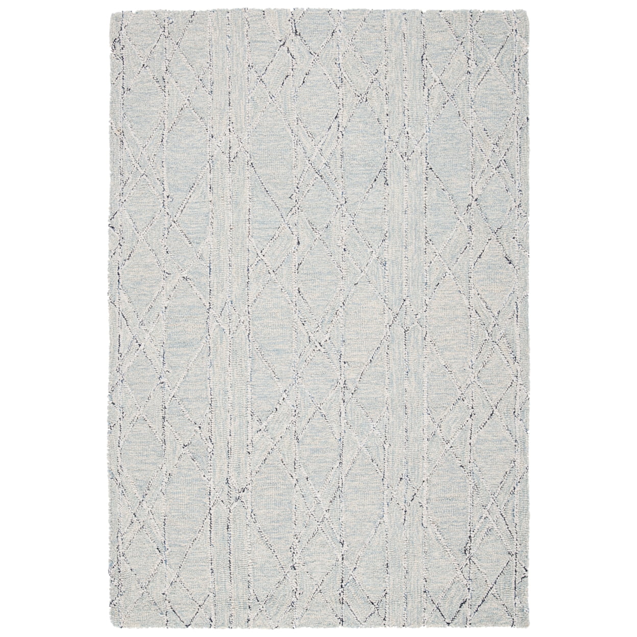 SAFAVIEH Micro-Loop Lowell Diamond Area Rug, Ivory/Light Blue, 4' x 6 ...
