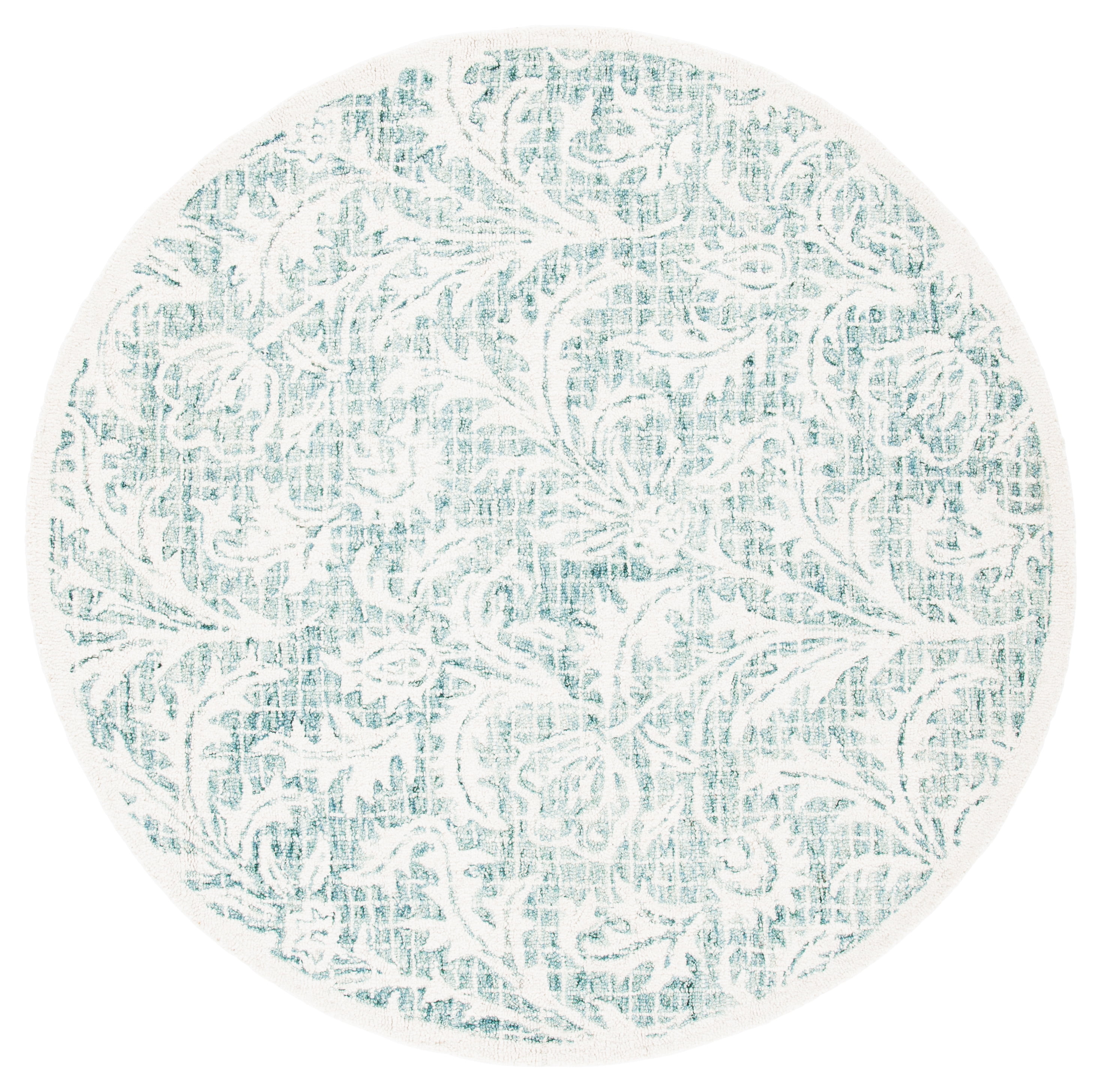 SAFAVIEH Micro-Loop Lasya Leaves Area Rug, Grey/Ivory, 5' x 5' Round ...