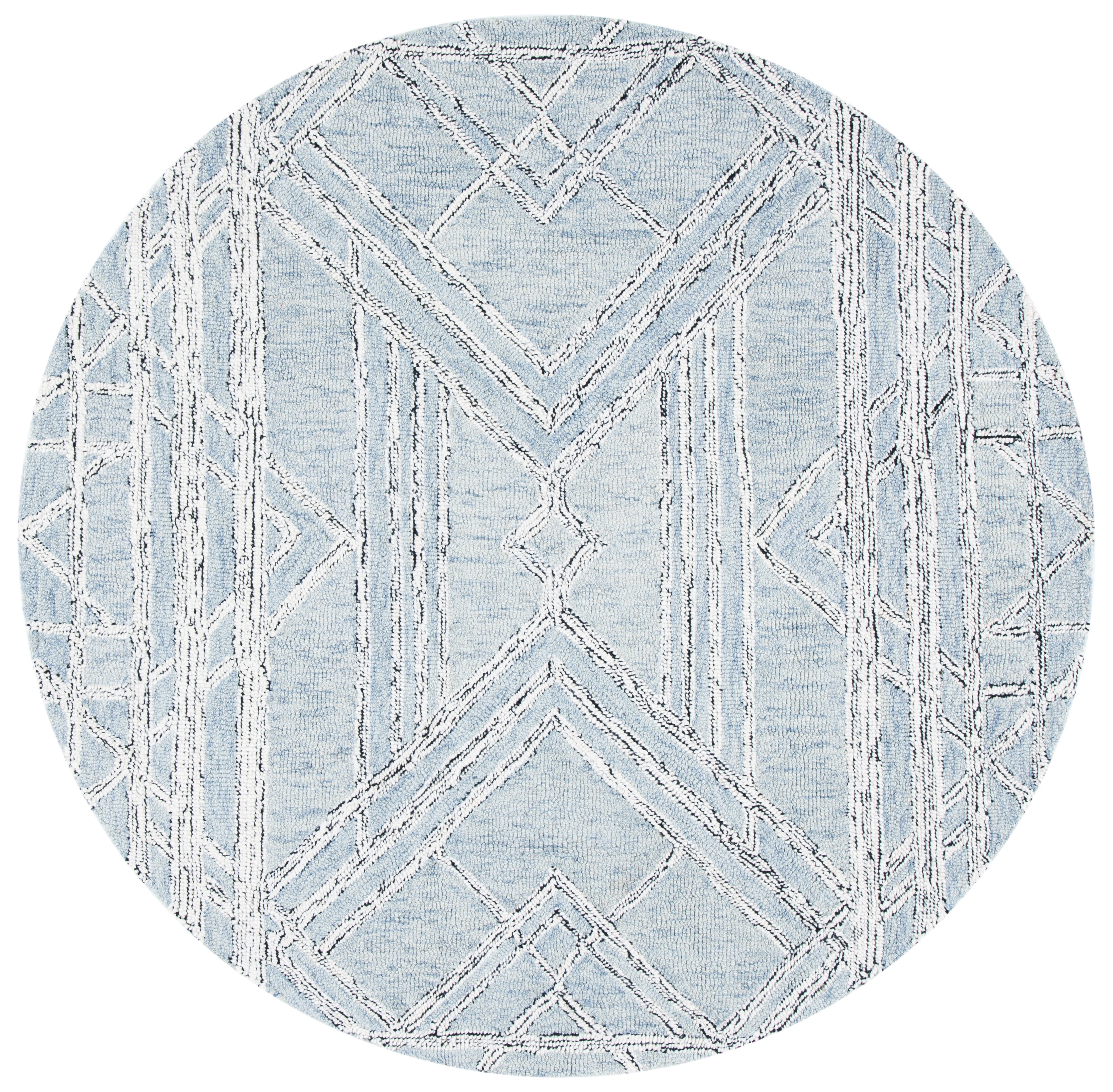 SAFAVIEH Micro-Loop Randall Geometric Area Rug, Light Blue/Ivory, 5' x ...