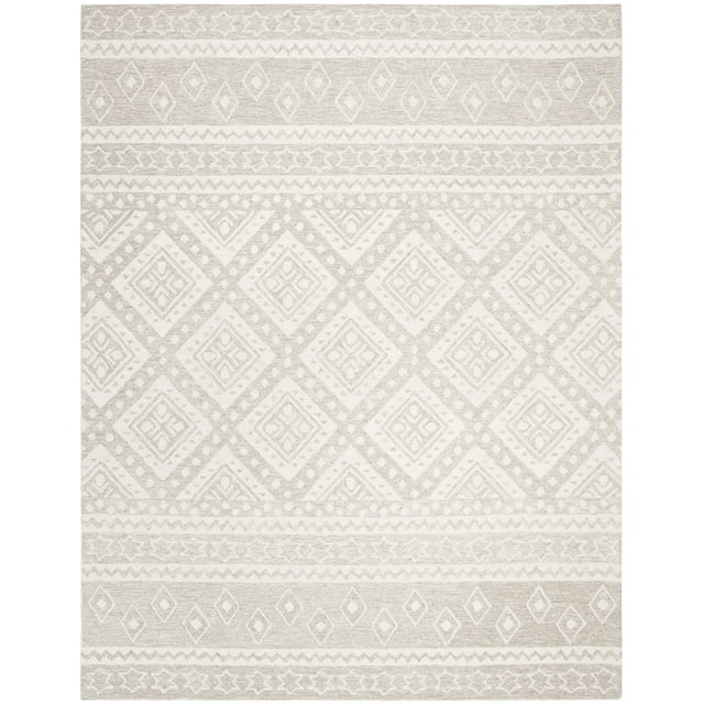 SAFAVIEH Micro-Loop Regis Geometric Aztec Wool Area Rug, Beige/Ivory, 8 ...