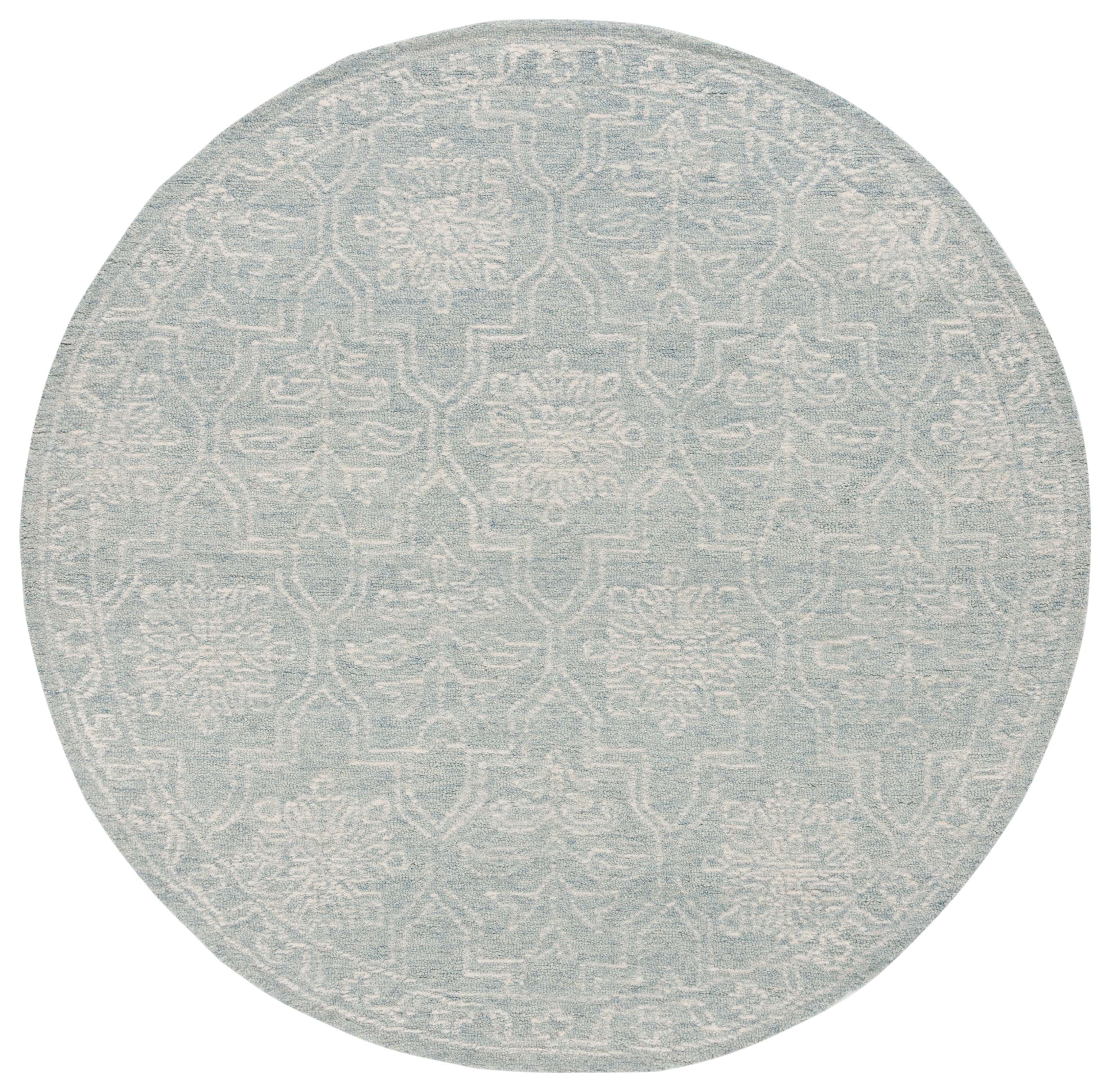 SAFAVIEH Micro-Loop Valery Medallion Area Rug, Light Grey/Ivory, 6' x 6 ...