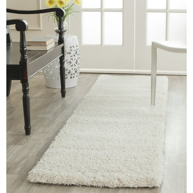 SAFAVIEH Milan Harlow Solid Plush Shag Runner Rug, Ivory, 2' x 6 ...