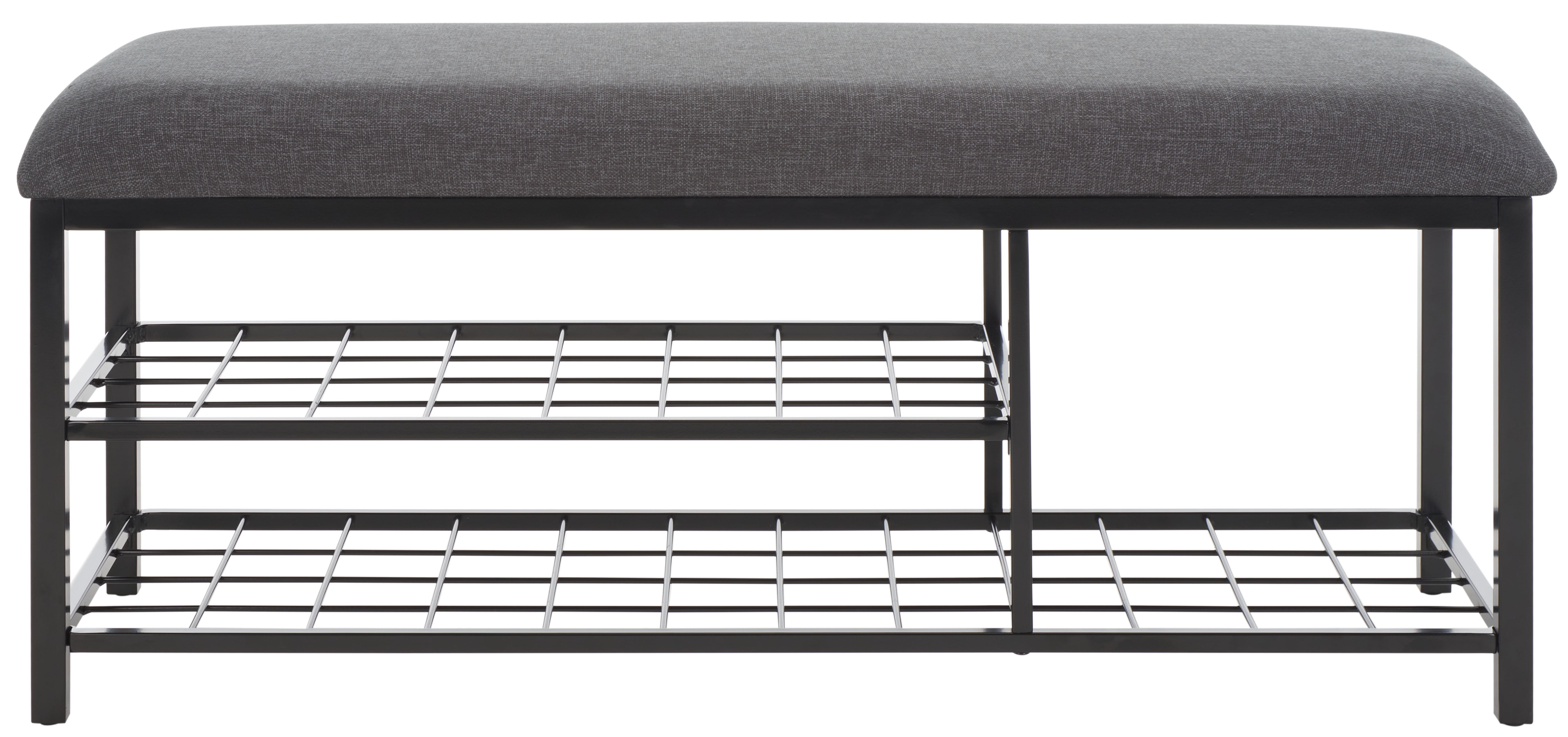 SAFAVIEH Milligan Open Shelf Bench with Cushion, Grey/Black - Walmart.com