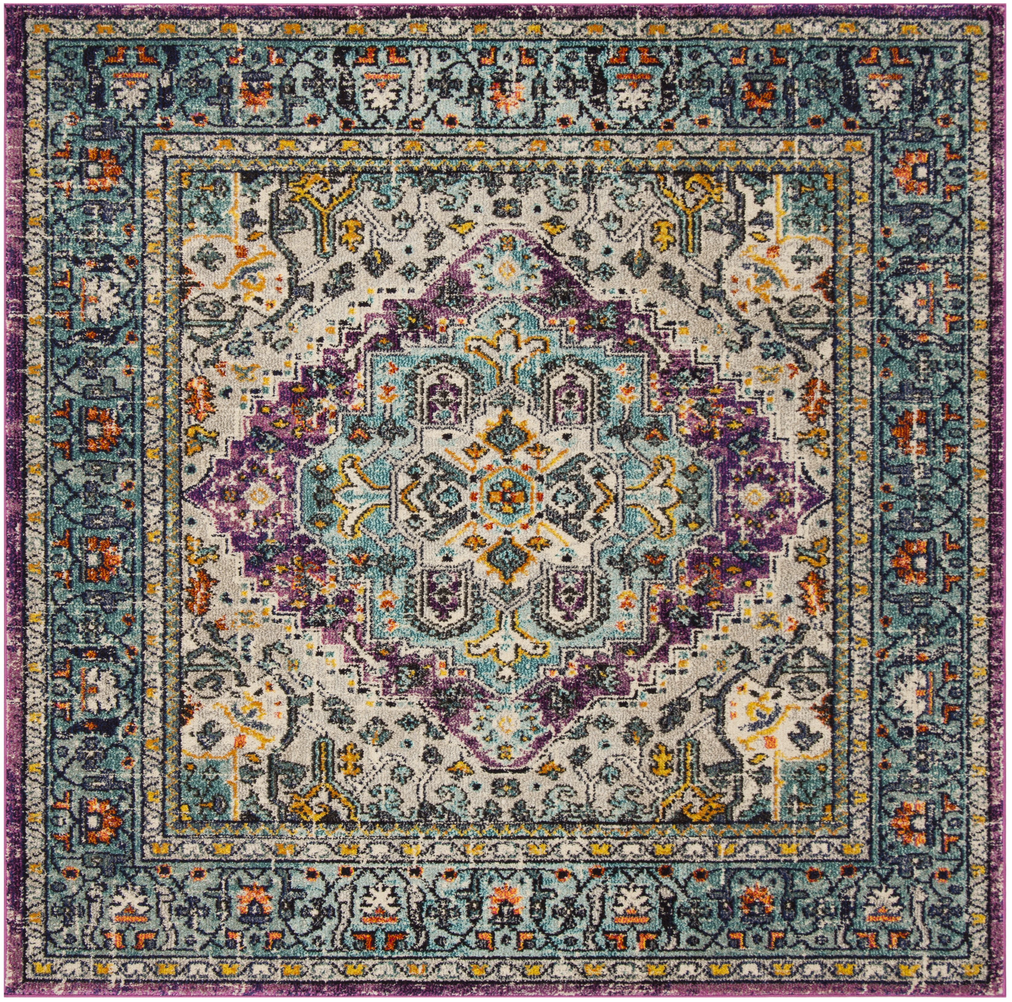 SAFAVIEH Monaco Durward Oriental Area Rug, Violet/Light Blue, 4' x 4 ...