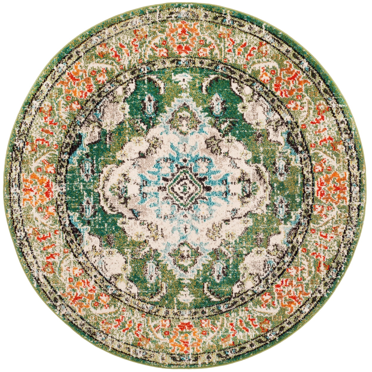 SAFAVIEH Monaco Toria Oriental Area Rug, Forest Green/Light Blue, 12' x 12' Round - Walmart.com