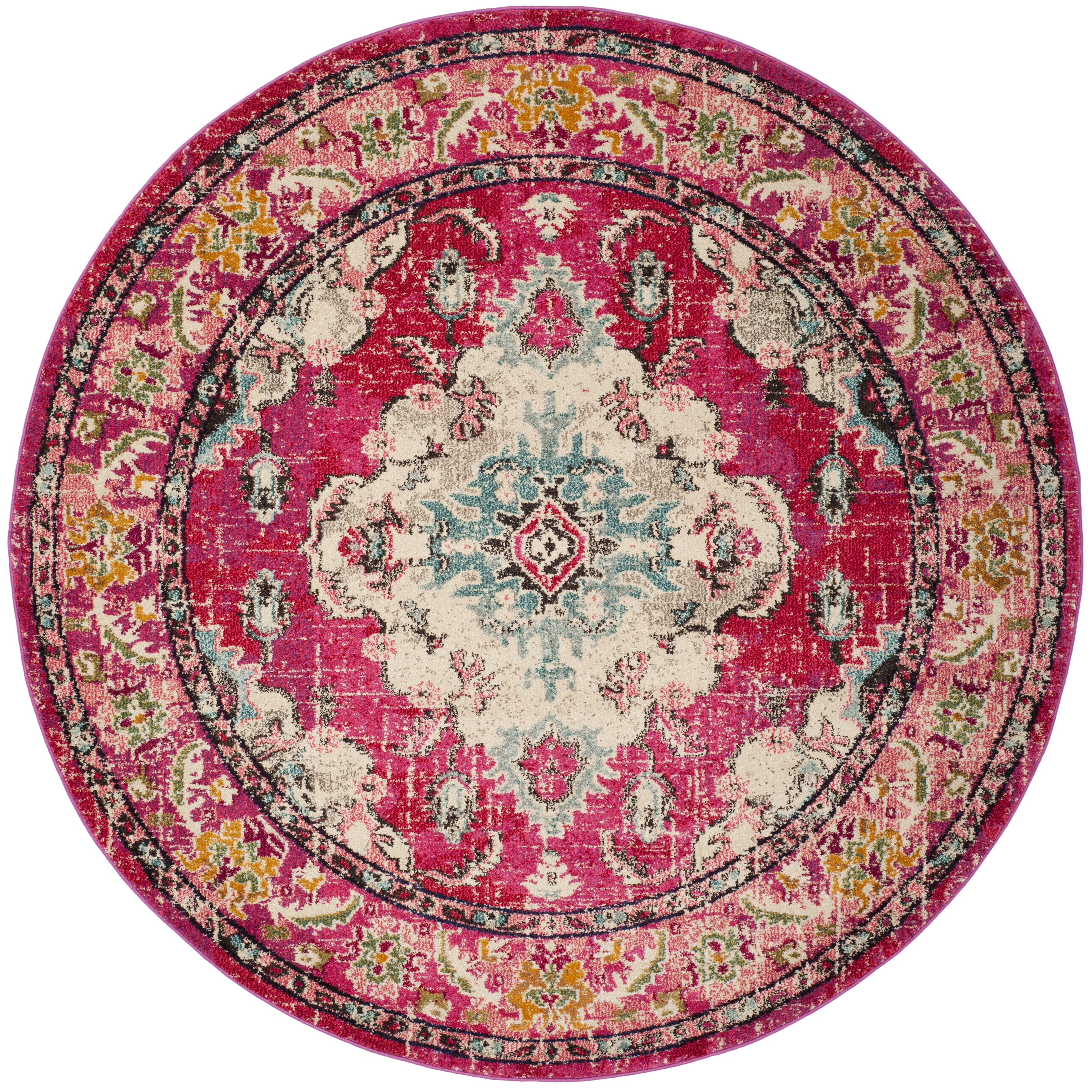 SAFAVIEH Monaco Toria Oriental Area Rug, Pink/Multi, 4' x 4' Round ...