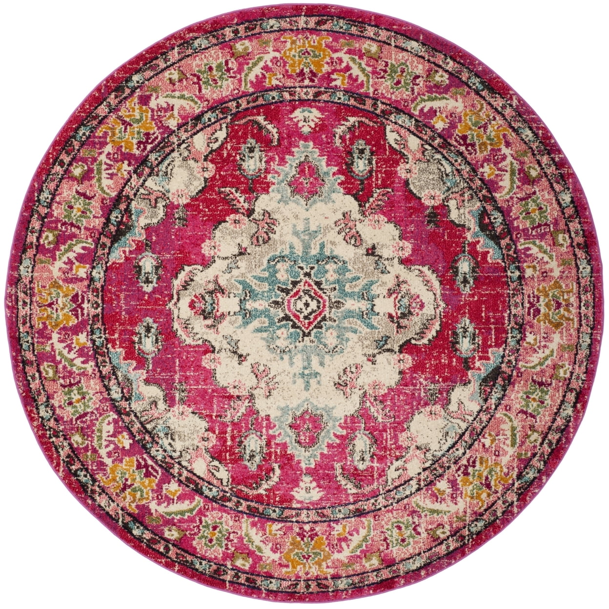 SAFAVIEH Monaco Toria Traditional Area Rug, Pink/Multi, 6'7" x 6'7 ...