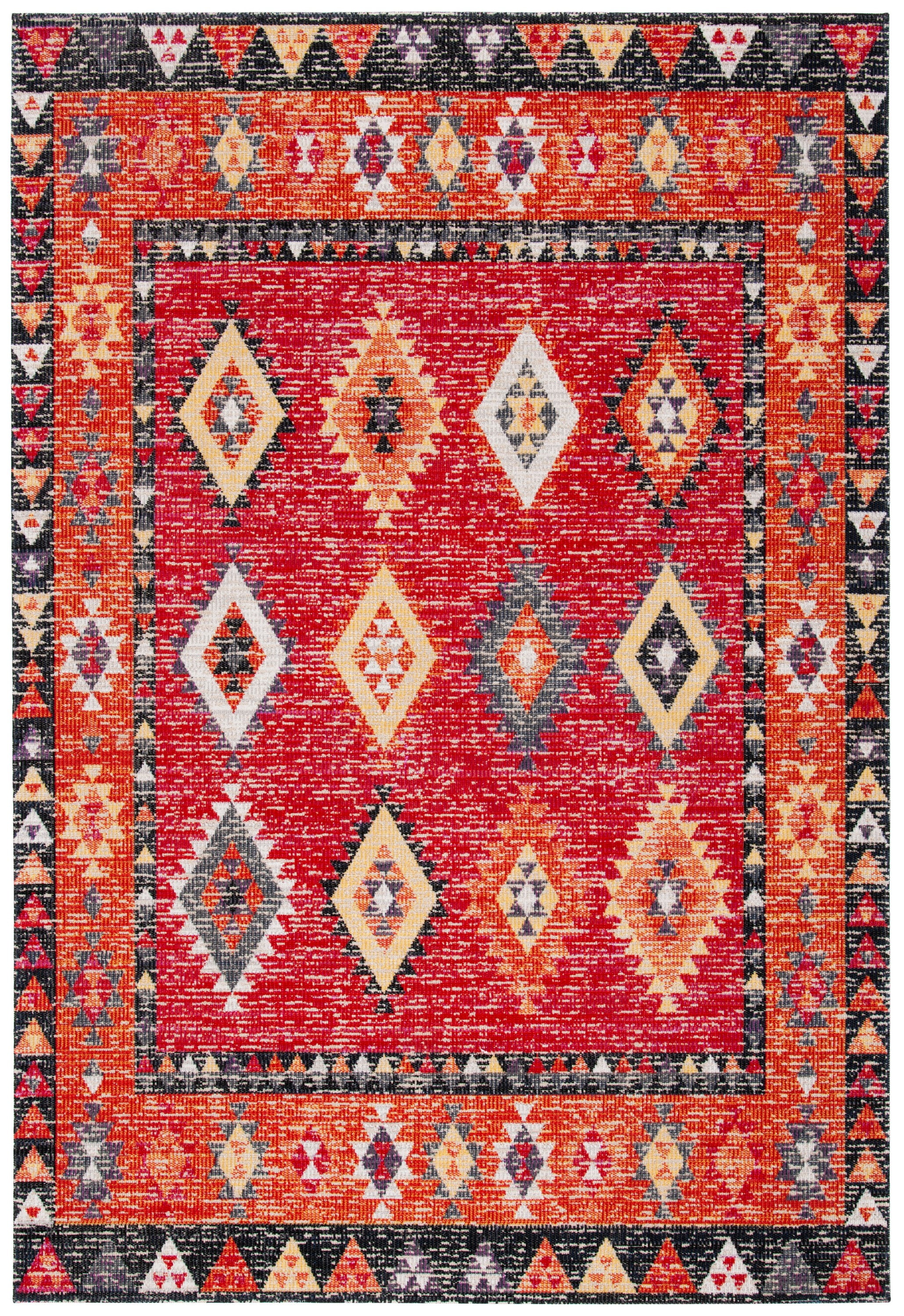 SAFAVIEH Montage Andreas Geometric Indoor/Outdoor Area Rug, Red/Black ...