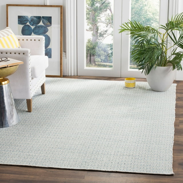 SAFAVIEH Montauk Audra Geometric Cotton Area Rug, Ivory/Light Blue, 2'6 ...