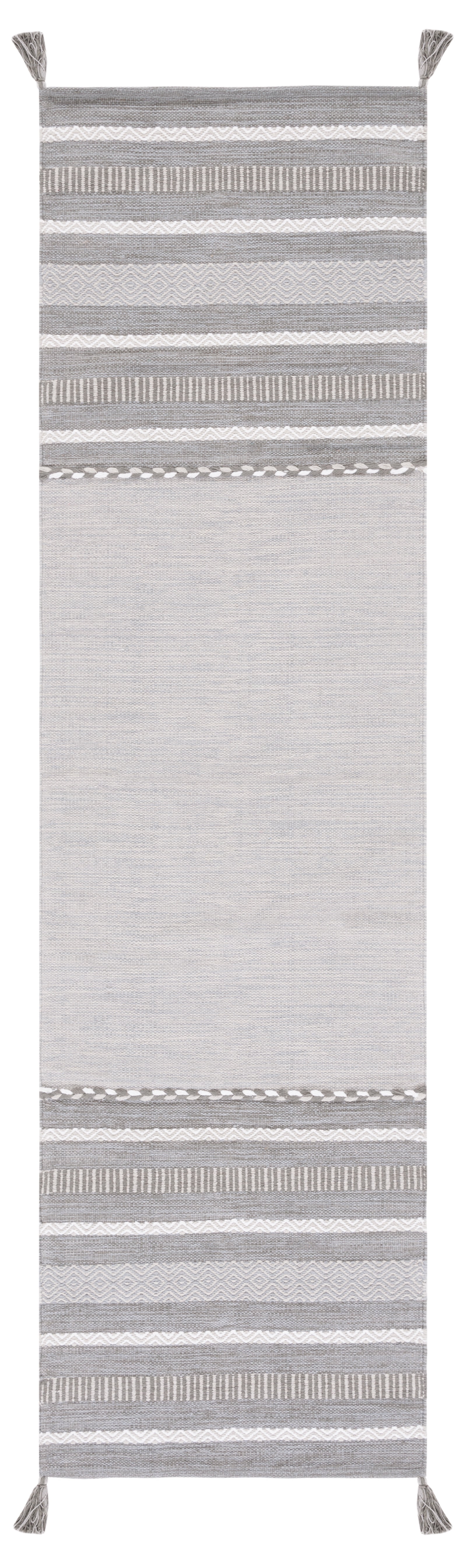 SAFAVIEH Montauk Ben Striped Cotton Runner Rug, Grey/Ivory, 2'3" x 8 ...