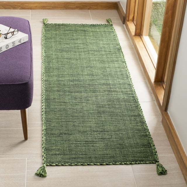 SAFAVIEH Montauk Bijar Jace Solid Soft Braided Cotton Runner Rug, Green ...