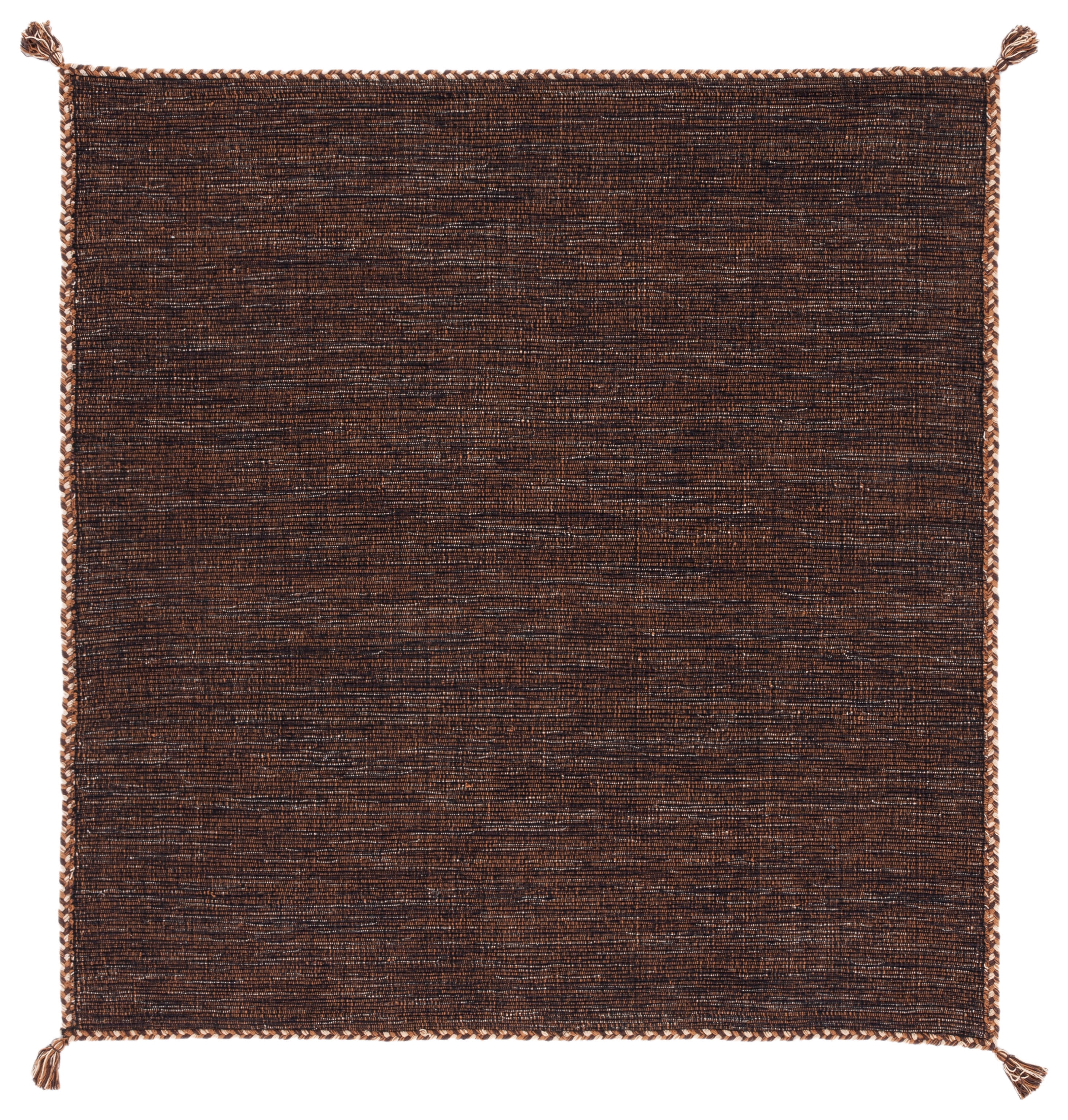 SAFAVIEH Montauk Bijar Solid Cotton Area Rug, Brown/Black, 5' x 5 ...