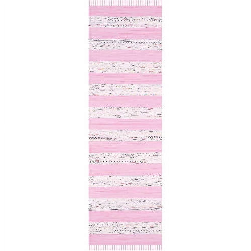 SAFAVIEH Montauk Cainneach Striped Cotton Runner Rug, Ivory/Light Pink ...