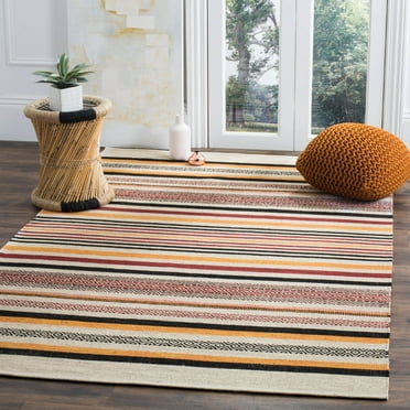 SAFAVIEH Rag Skylar Striped Cotton Area Rug, Light Pink/Multi, 5' x 7 ...