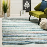 SAFAVIEH Rag Candis Striped Cotton Area Rug, Light Green/Multi, 5' x 8 ...