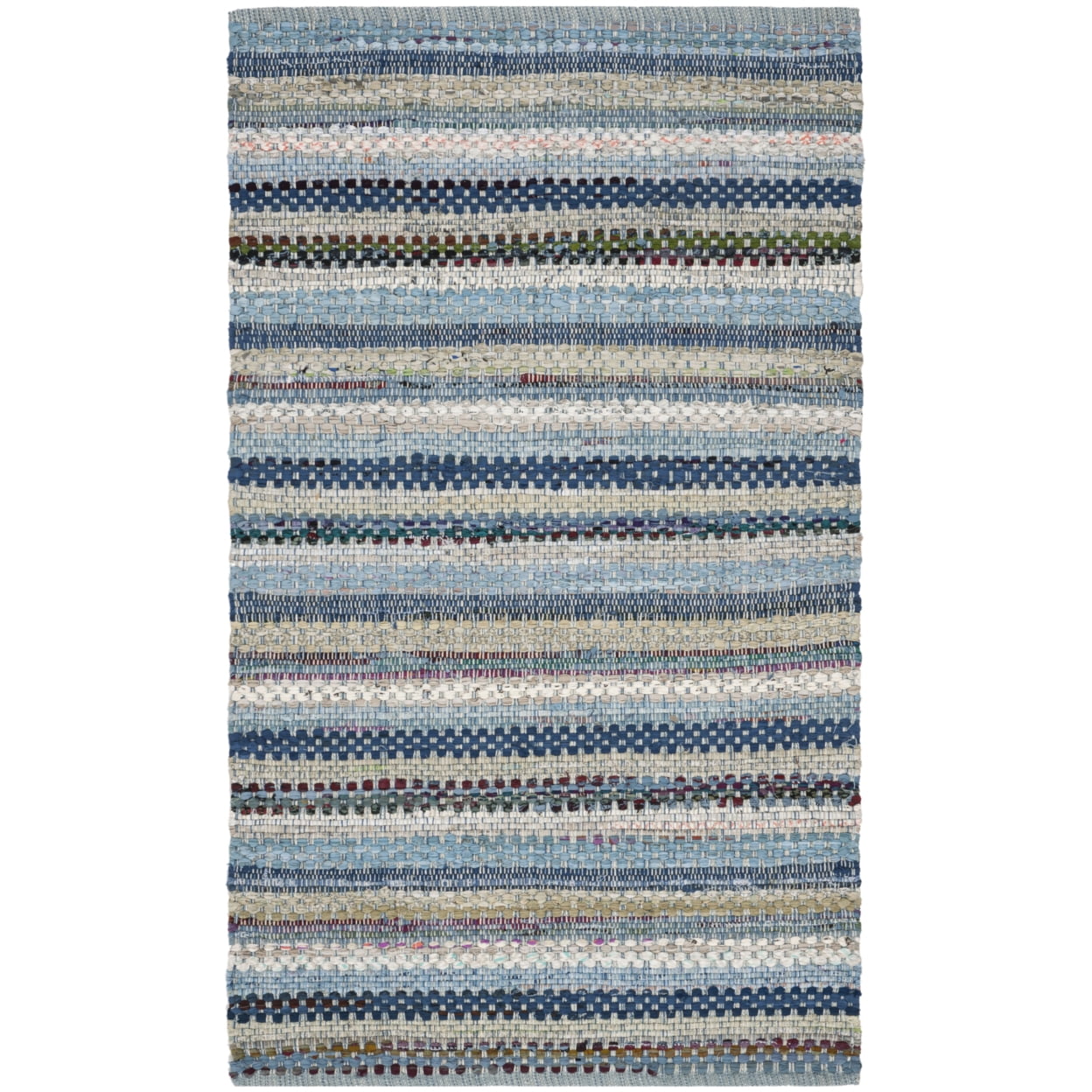SAFAVIEH Montauk Darion Striped Cotton Area Rug, Blue/Multi, 3' x 5 ...