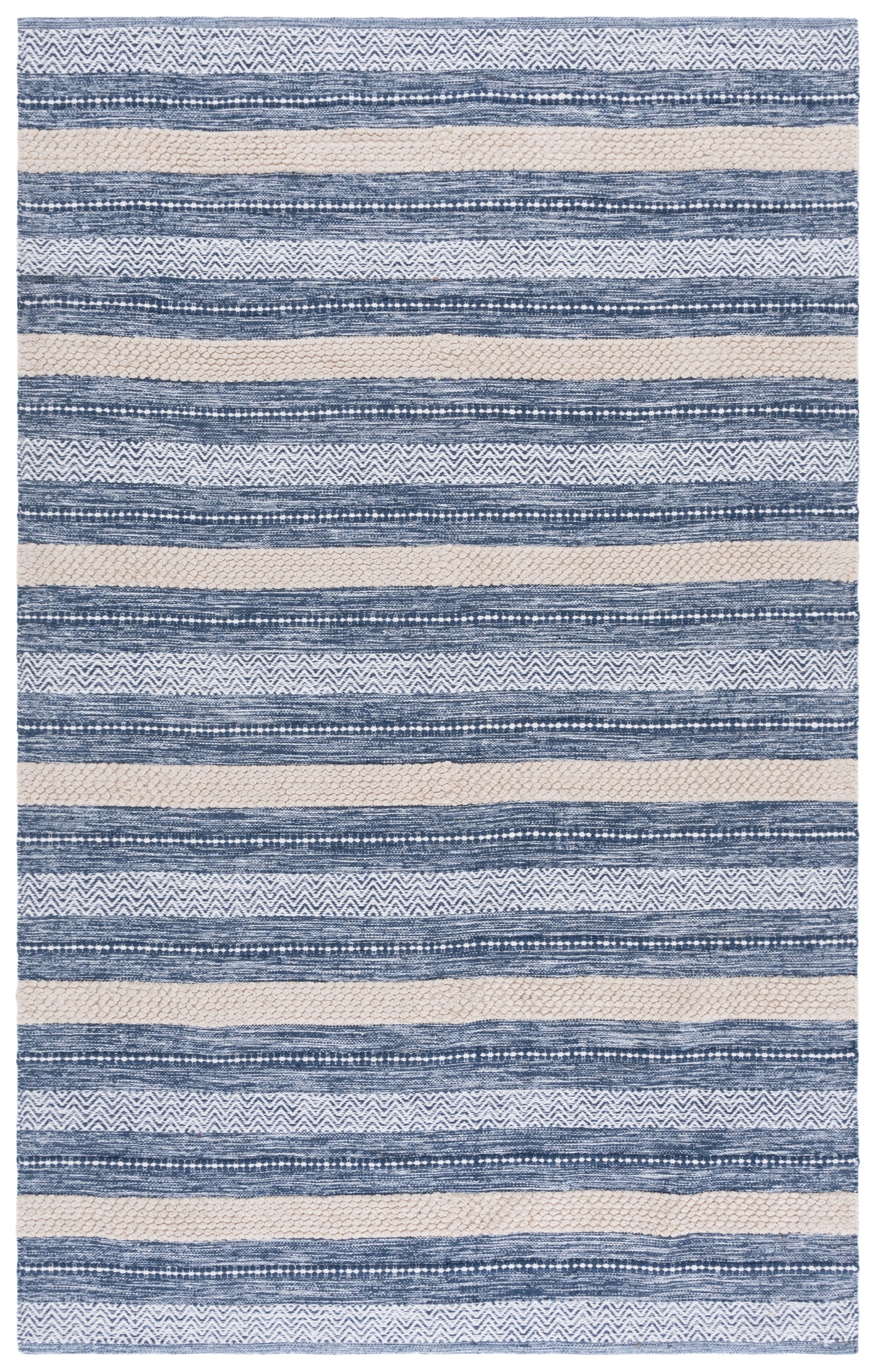 SAFAVIEH Montauk Marin Striped Cotton Area Rug, Navy/Ivory, 6' x 9 ...