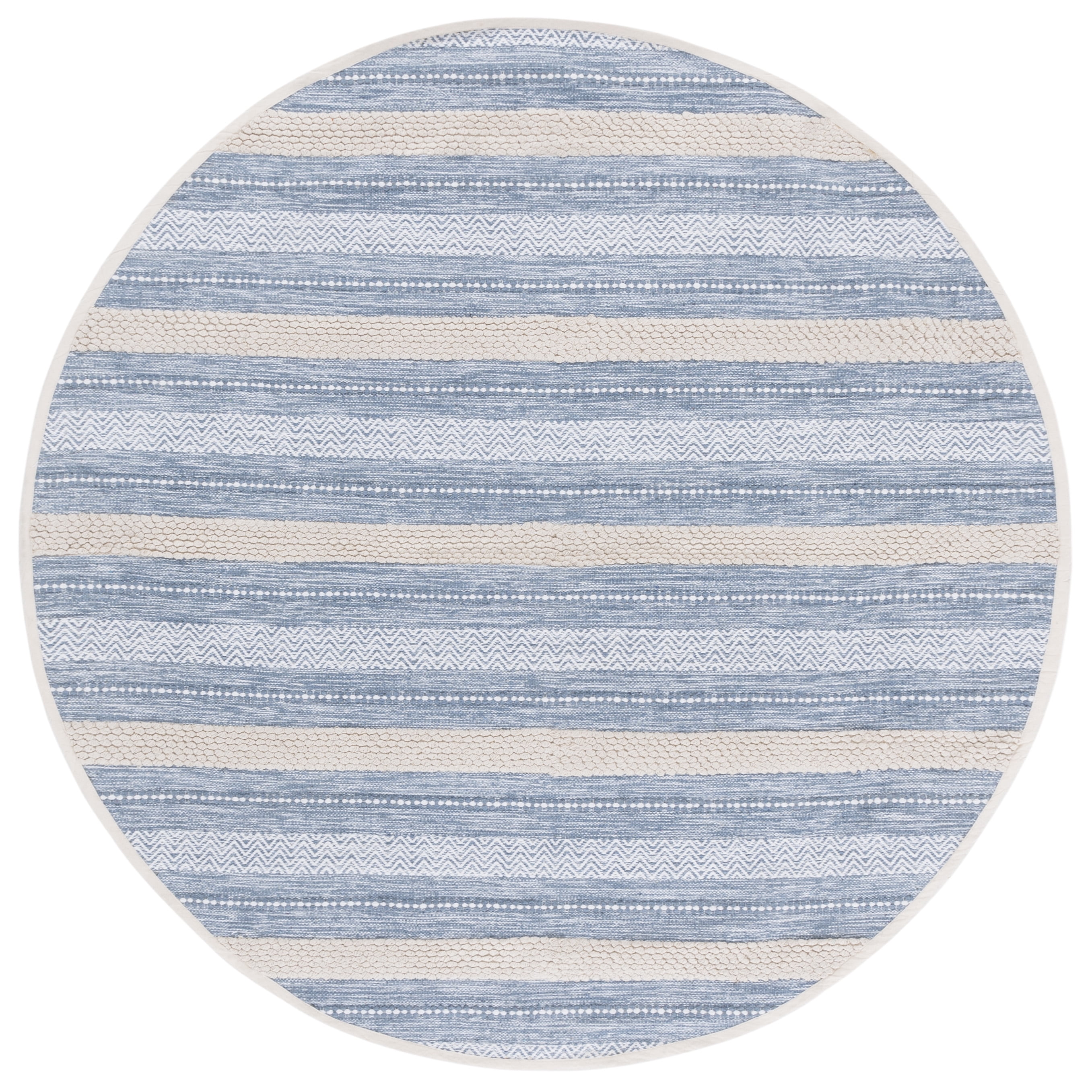 SAFAVIEH Montauk Marin Striped Cotton Area Rug, Silver/Ivory, 6' x 6 ...