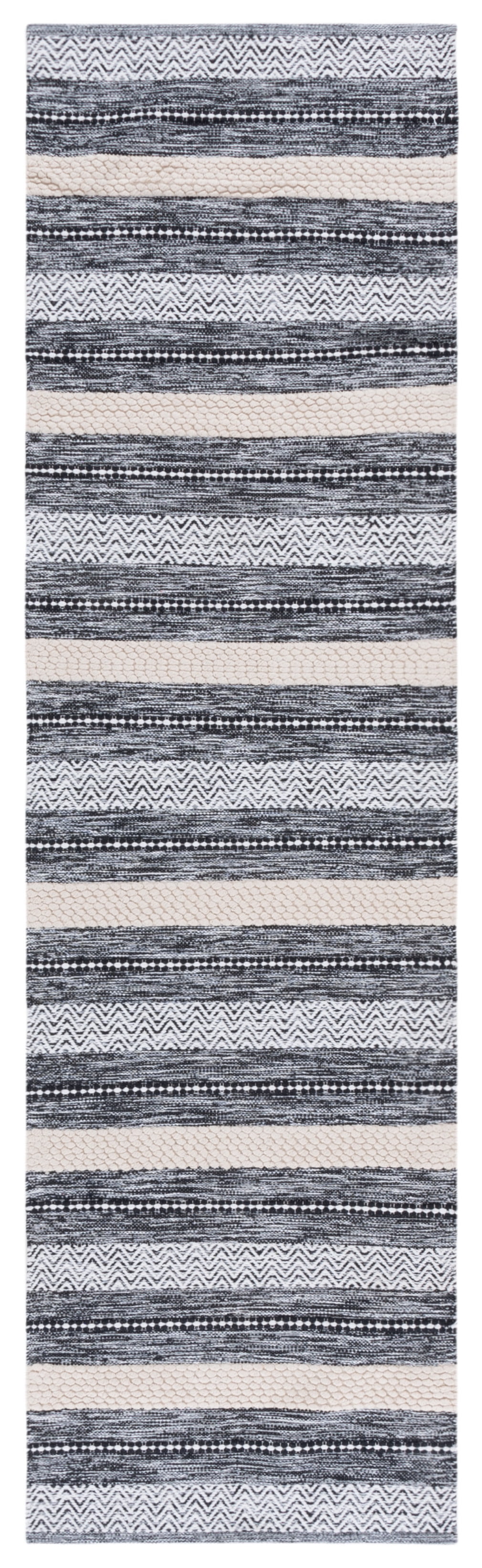 SAFAVIEH Montauk Marin Striped Cotton Runner Rug, Black/Ivory, 2'3" x 8 ...