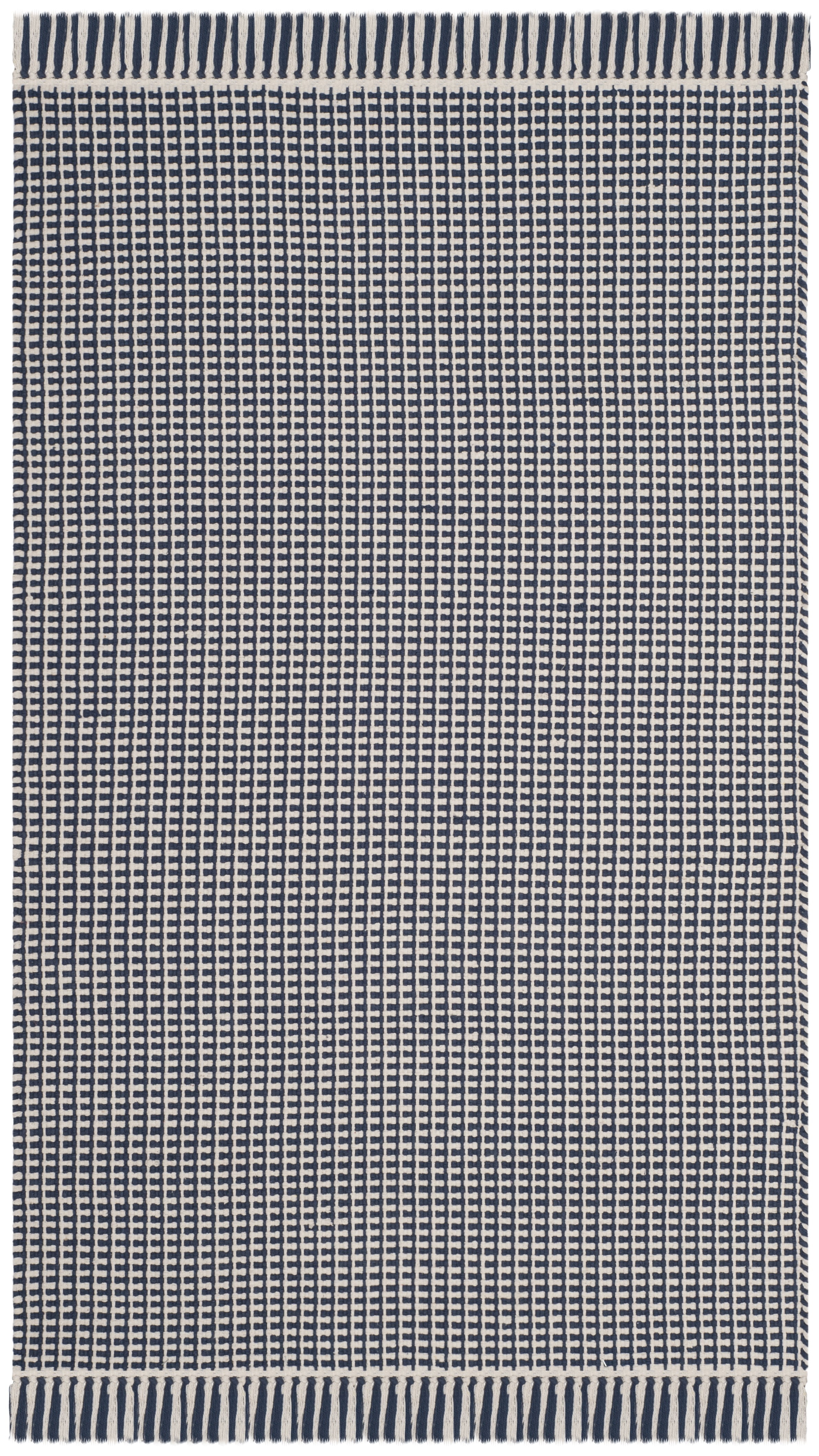 SAFAVIEH Montauk Patton Geometric Cotton Area Rug, Ivory/Navy, 2'3" x 4 ...
