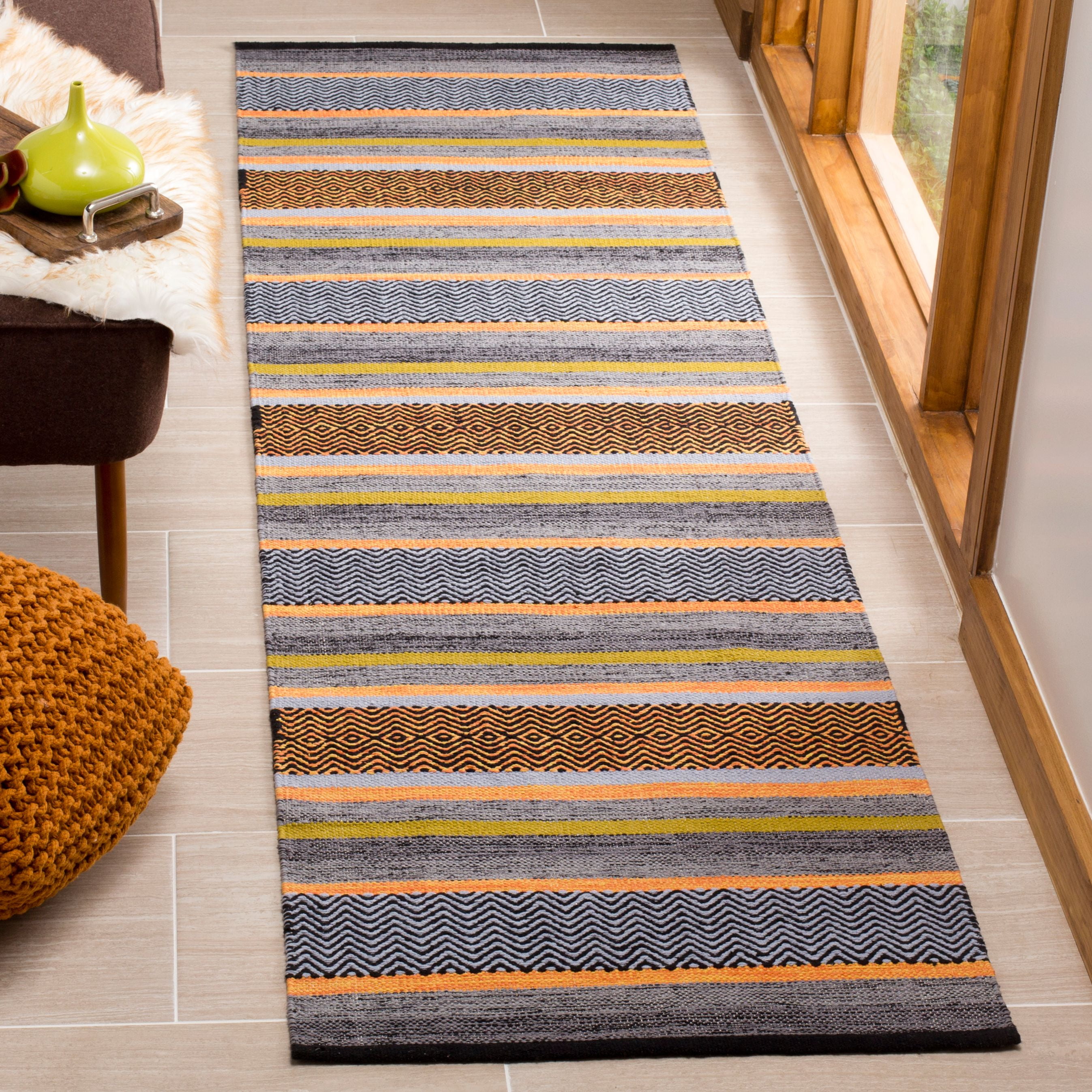 SAFAVIEH Montauk Rothesay Striped Soft Braided Cotton Runner Rug, Navy ...