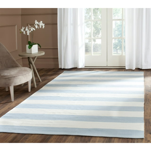 SAFAVIEH Montauk Saranna Striped Cotton Area Rug, Sky Blue/Ivory, 3' x ...