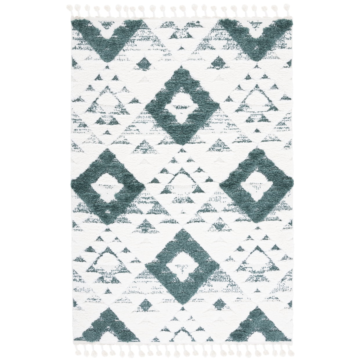 SAFAVIEH Moroccan Tassel Shag MTS688Y Green /Ivory Rug - Walmart.com