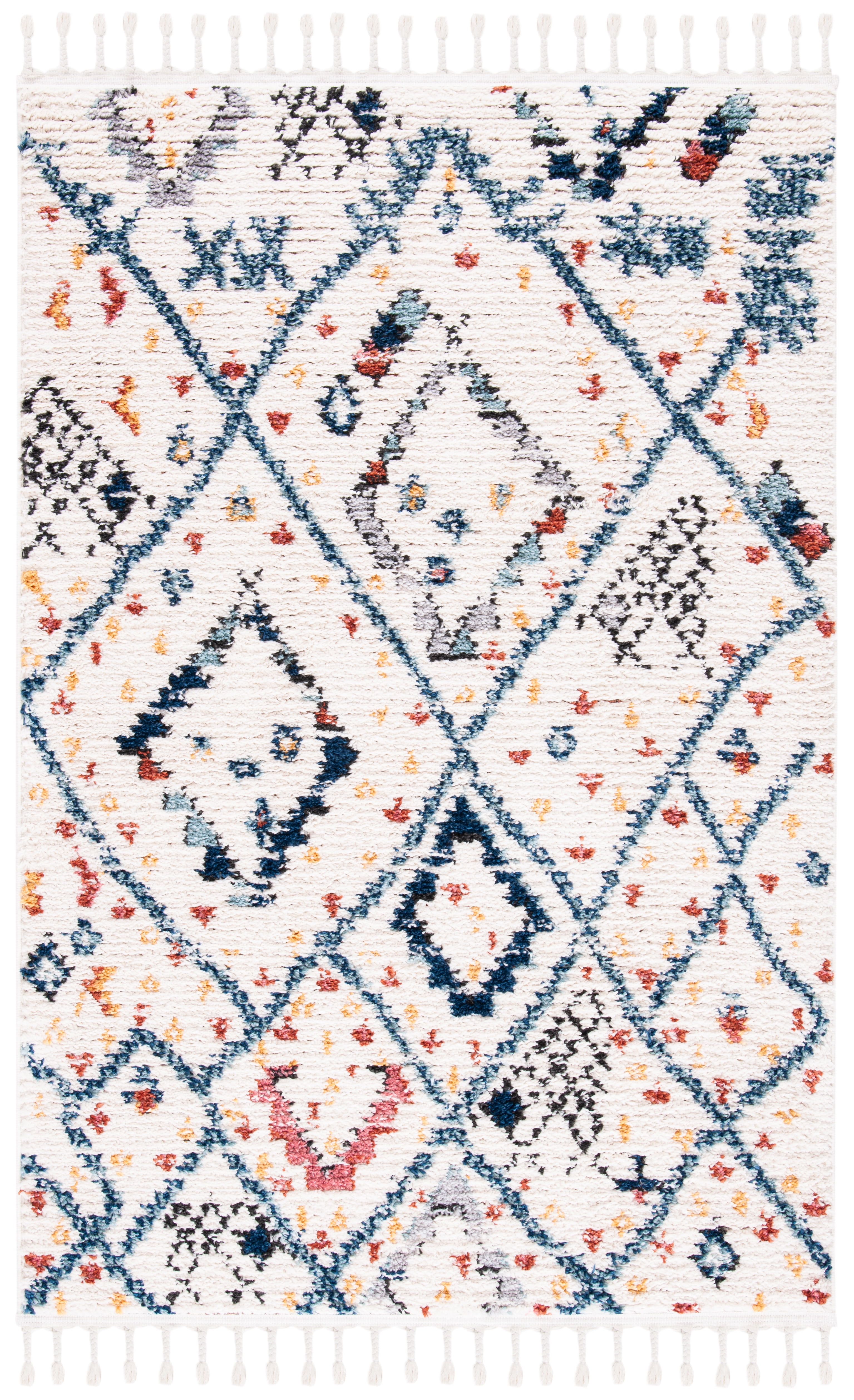 SAFAVIEH Morocco Ava Geometric Polyester Area Rug, Ivory/Multi, 2'6" x ...