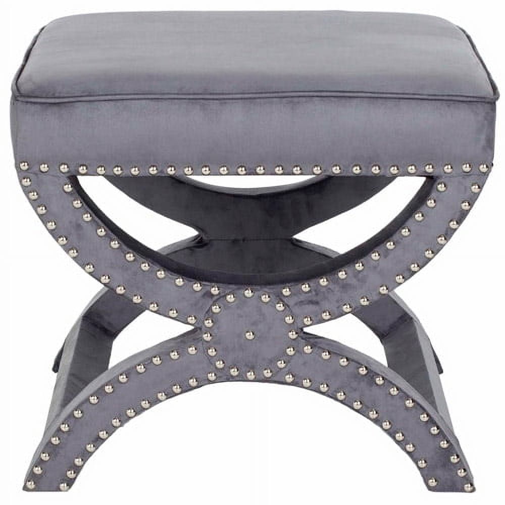 SAFAVIEH Mystic Glam Upholstered Square Ottoman w/ Silver Nail Heads ...