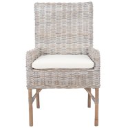 SAFAVIEH Cristen Rattan Parson Chair w/ Cushion, Natural White ...